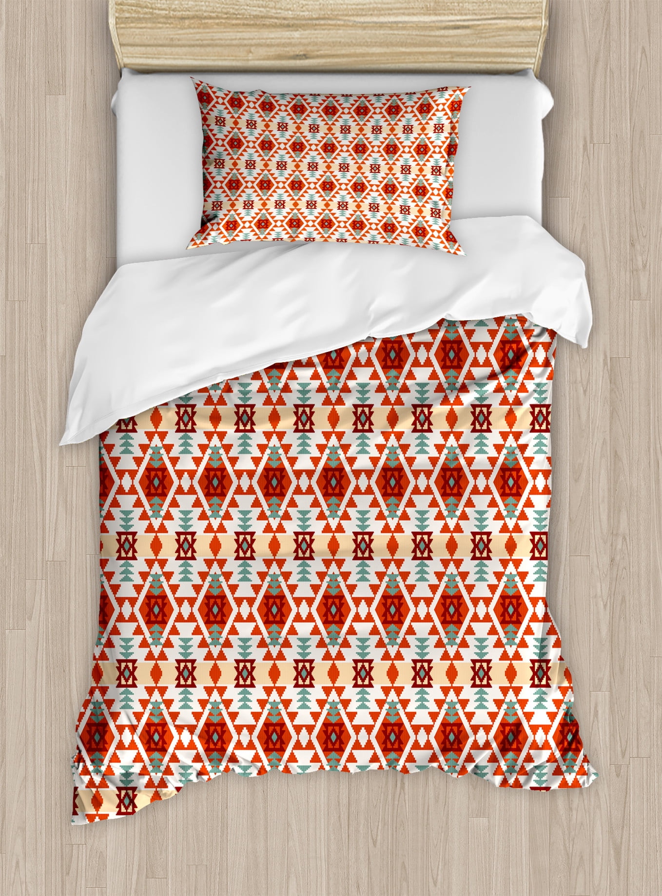 Tribal Duvet Cover Set, Prehistoric Traditional Aztec Folk Motif with ...