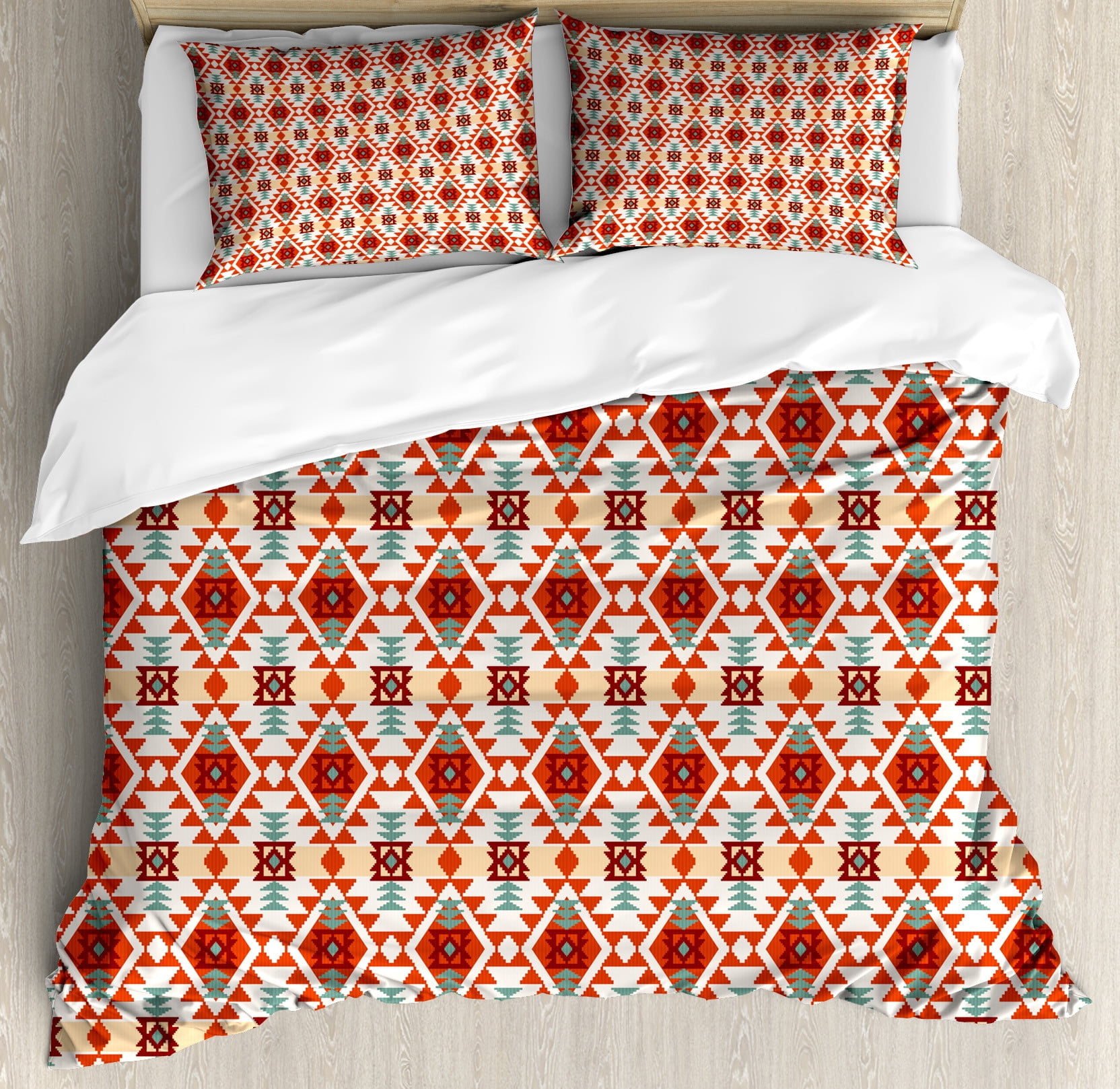 Tribal Duvet Cover Set, Prehistoric Traditional Aztec Folk Motif with ...