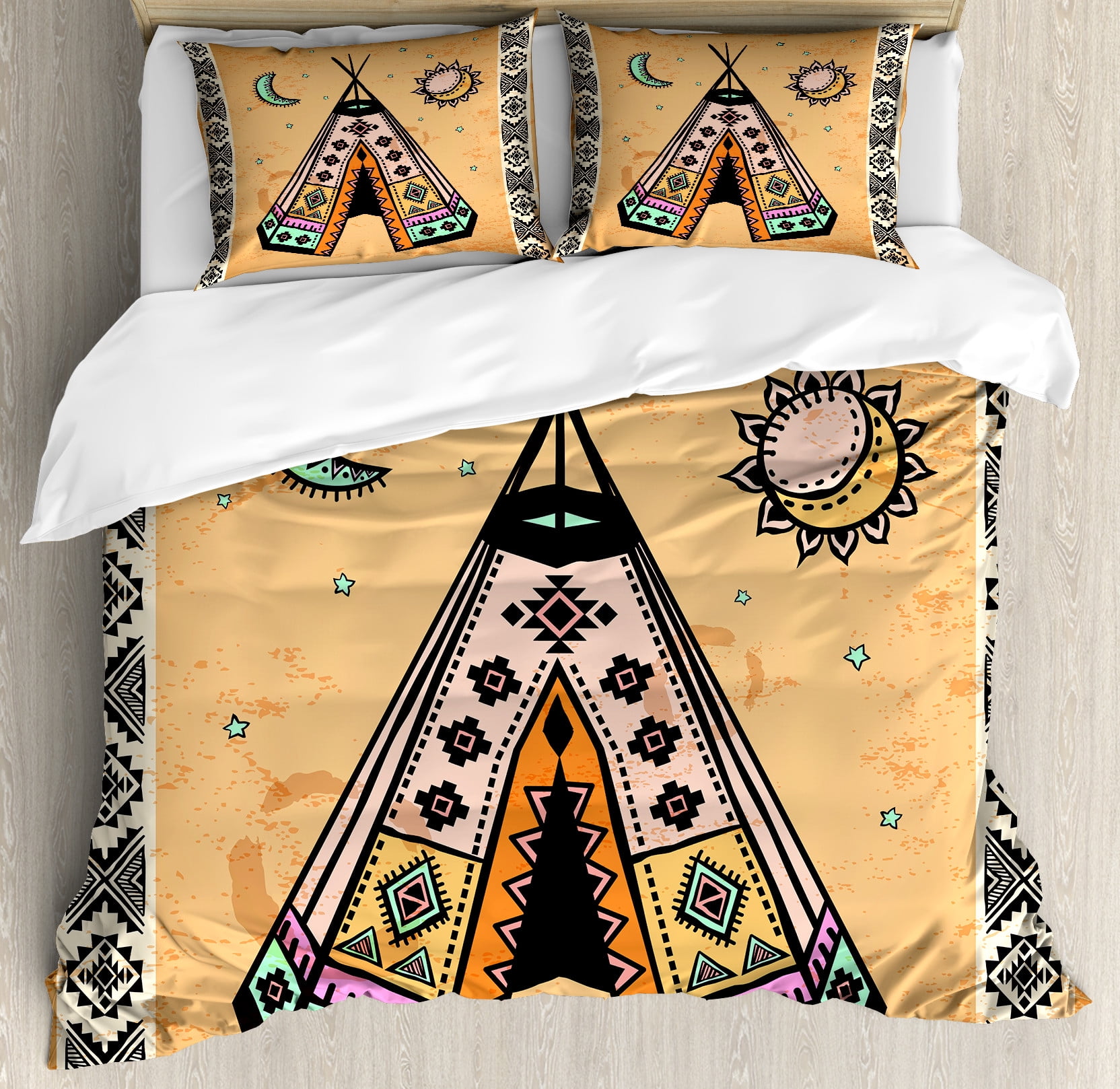 Tribal Duvet Cover Set, Tent with Cultural Unique Bohemian Free Design ...