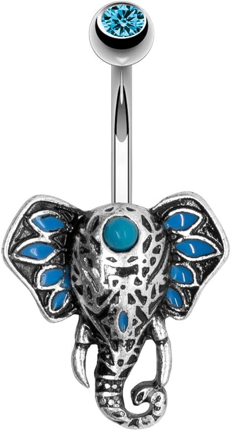 Tribal Elephant Belly Button Ring - 316L Medical Grade Stainless Steel ...