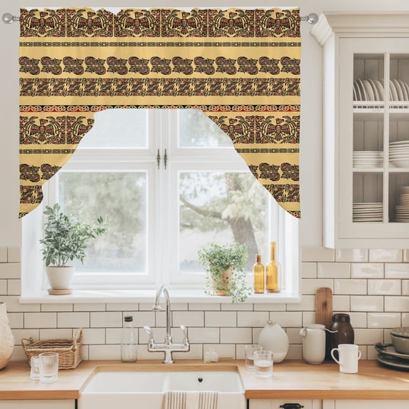 Tribal Ethnic Style Swag Curtain Valance for Windows, Bird Geometric ...