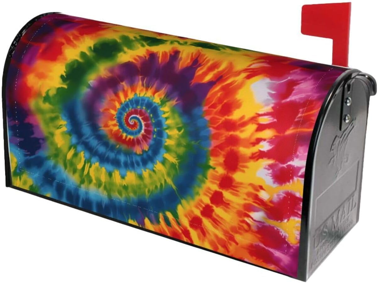 Tribal Ethnic Tie Dye Mailbox Covers, Spiral Colorful Magnetic Post Box ...