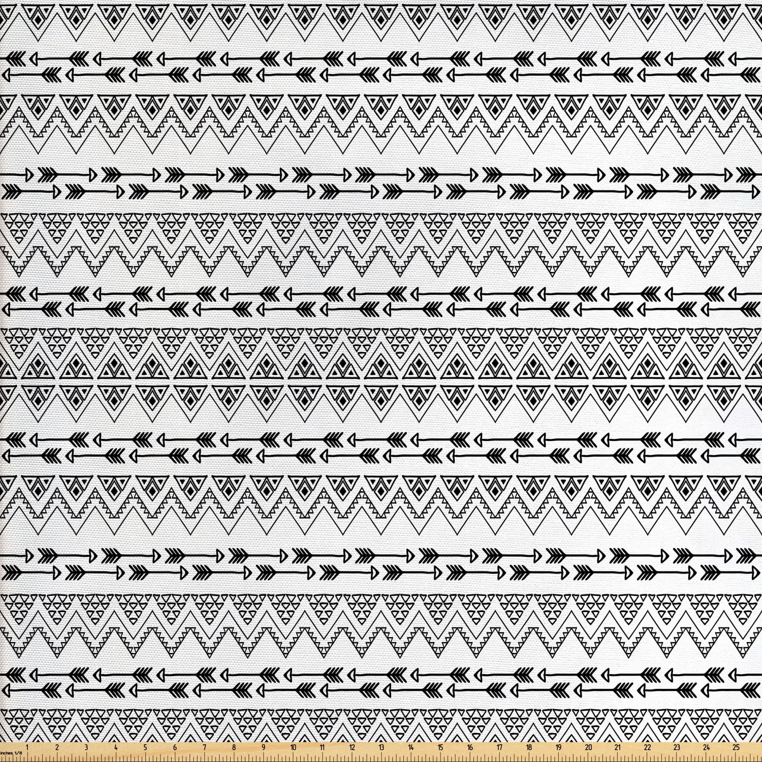 Ambesonne Tribal Fabric by the Yard Upholstery, Bohemian Zigzags and ...