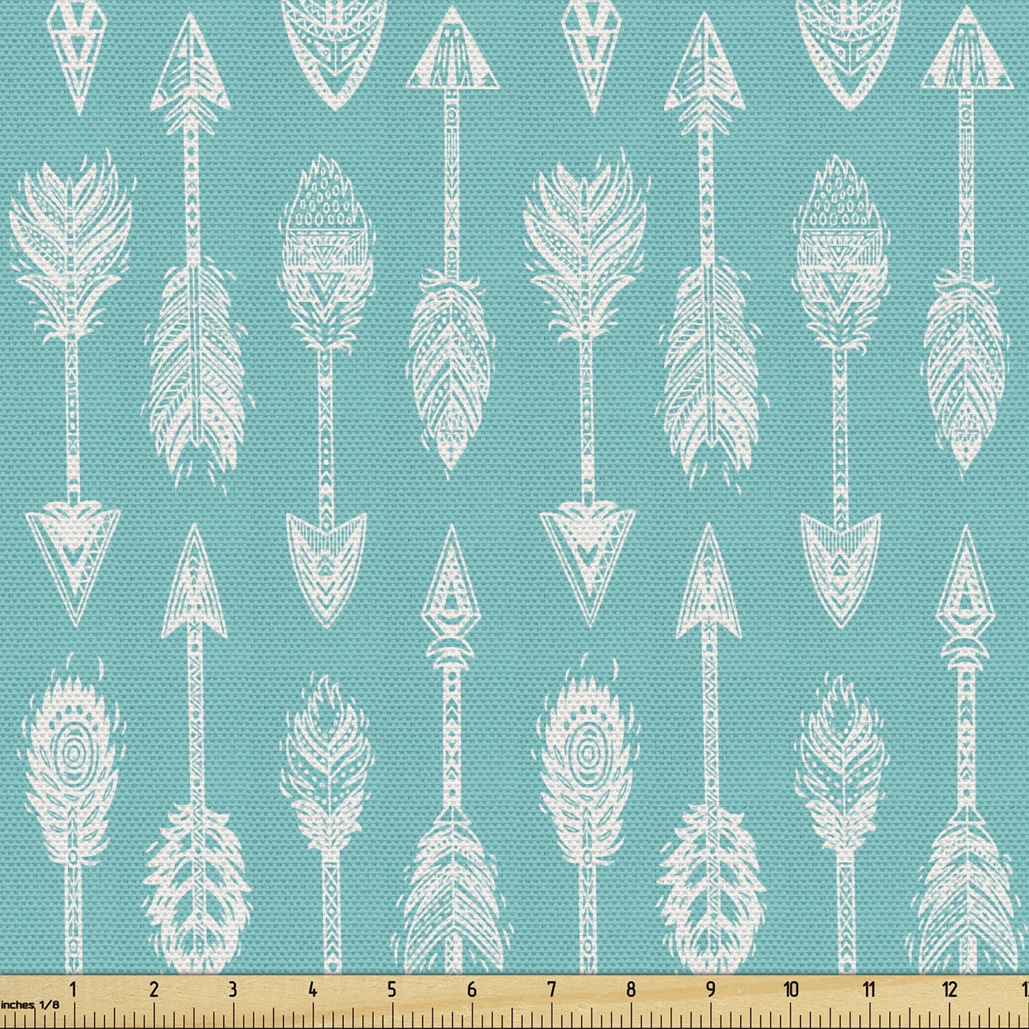 Tribal Fabric by the Yard Upholstery, Pattern of Simple Monochrome ...