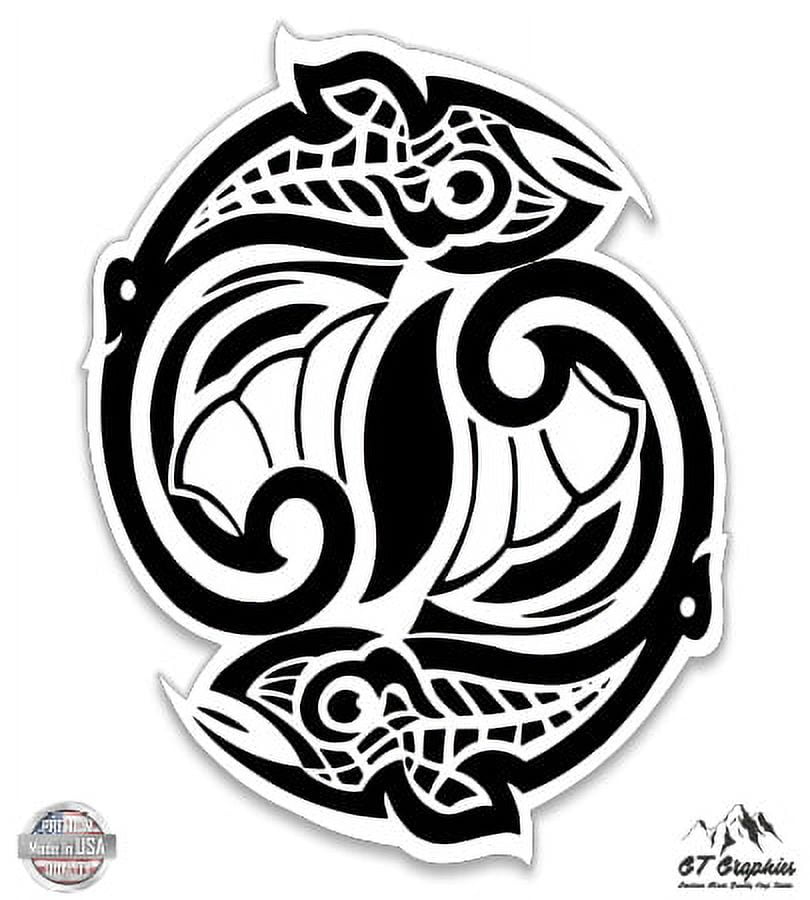 Tribal Fish - 5" Vinyl Sticker - For Car Laptop I-Pad - Waterproof ...