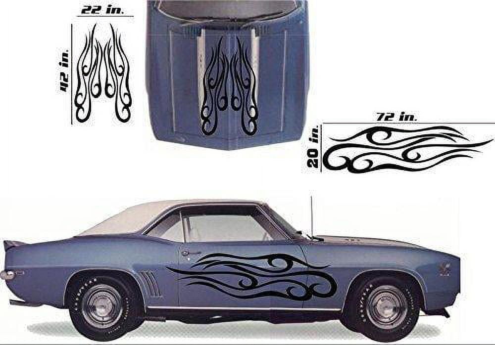 Tribal Flame Car Decals Hood Decal Side Set Vinyl Sticker Auto Kit