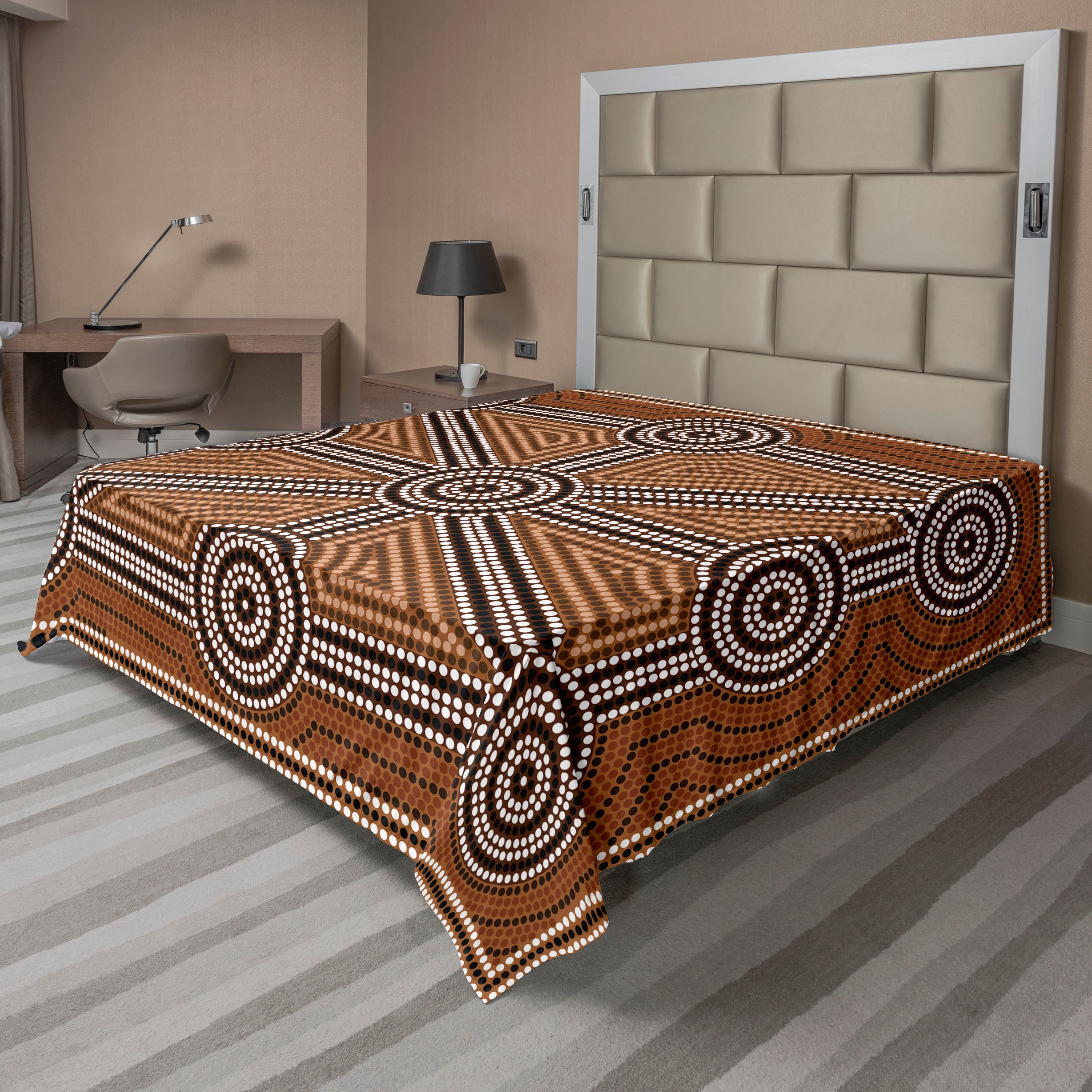 Ambesonne Tribal Flat Sheet, Aboriginal Patterns, King Size, Multicolor ...