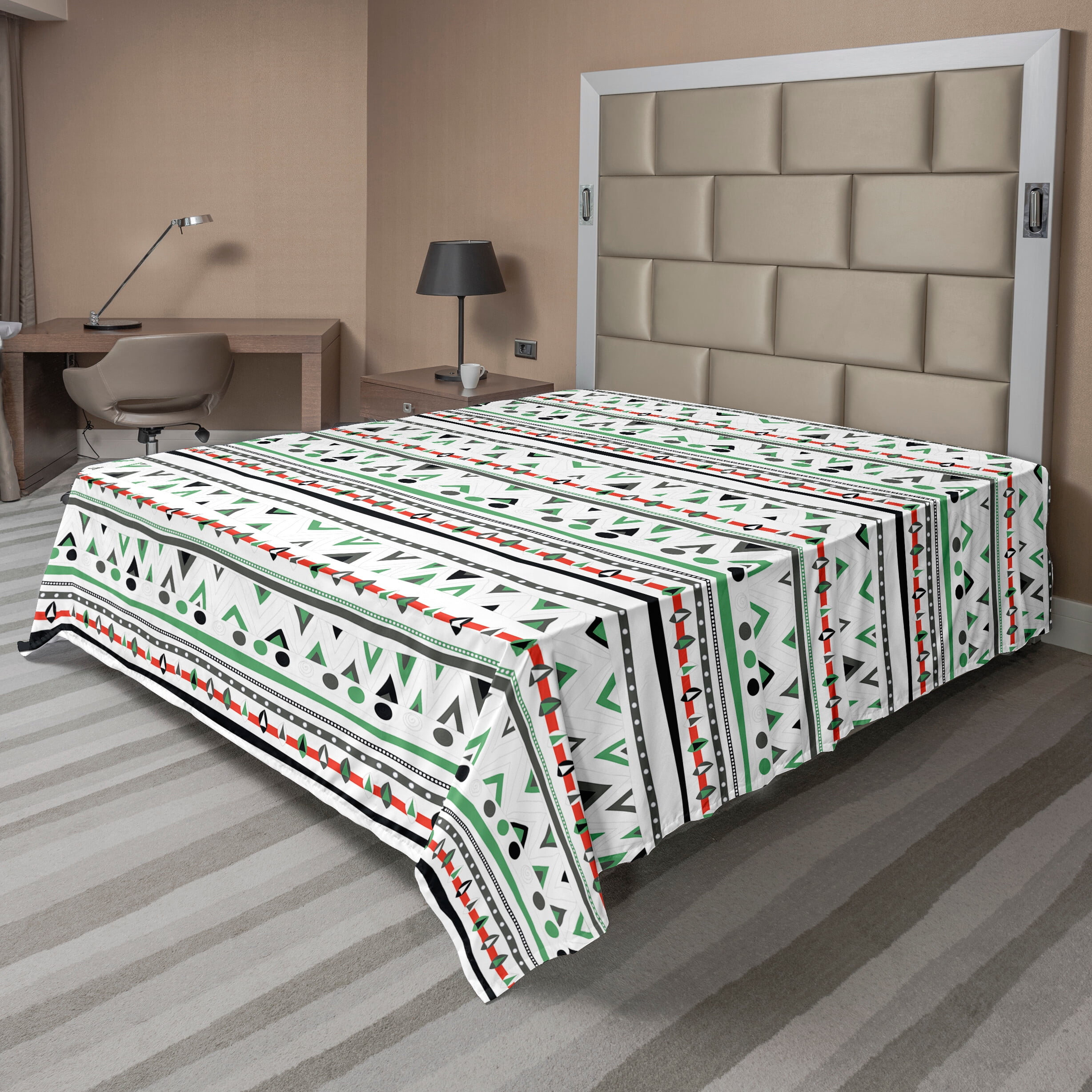 Tribal Flat Sheet, Style Traditional Aztec Pattern Old Fashioned Hippie ...