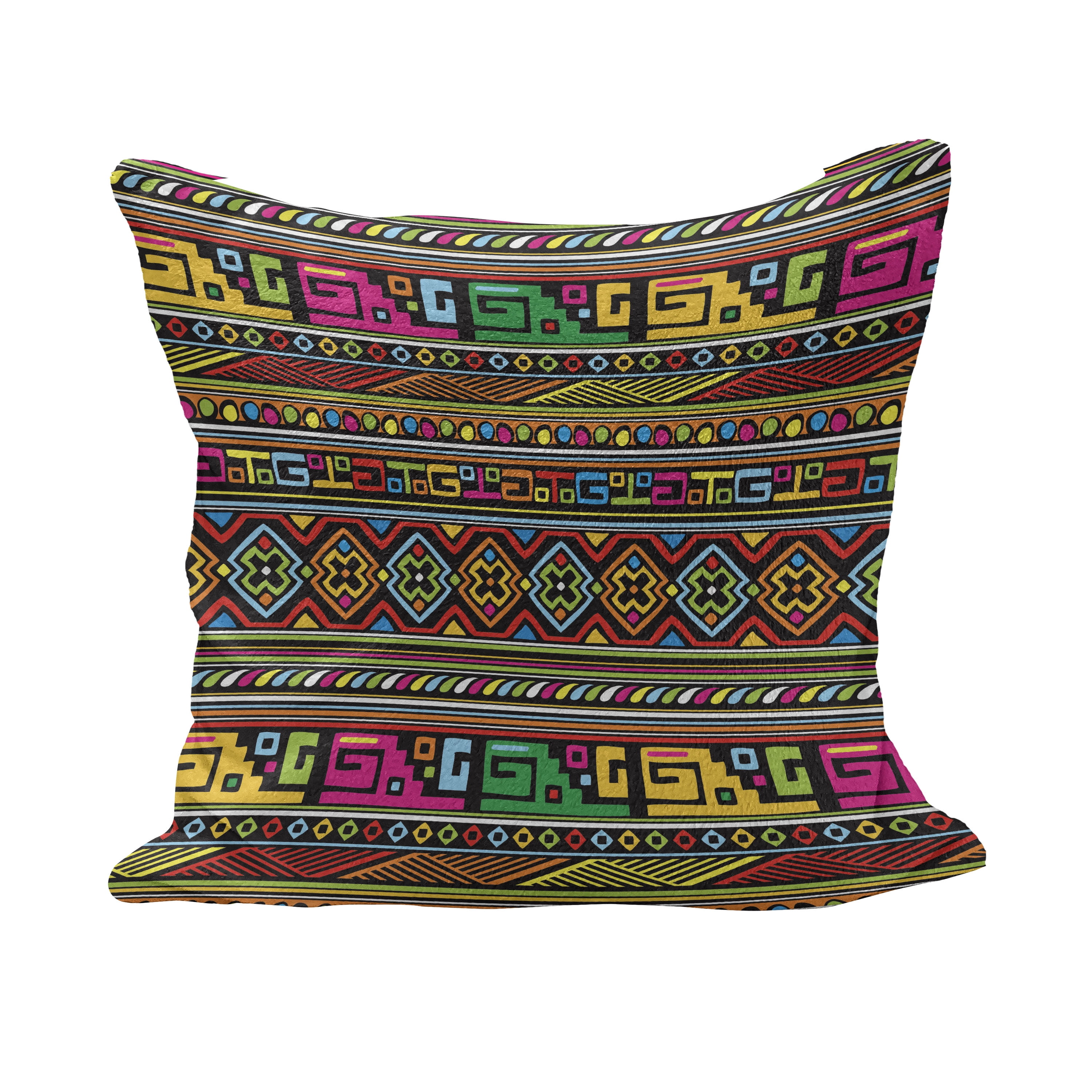 Tribal Fluffy Throw Pillow Cushion Cover, Design with Colorful ...