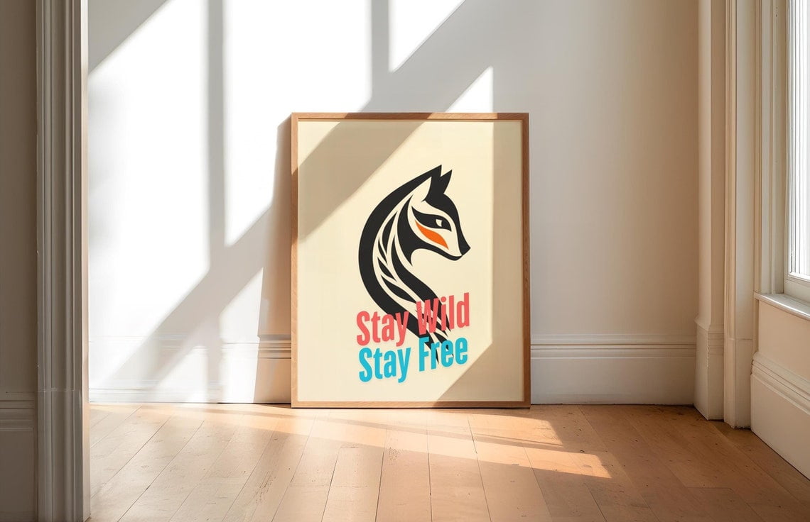 Tribal Fox Wall Art, Stay Wild Stay Free Print, Modern Boho Animal ...