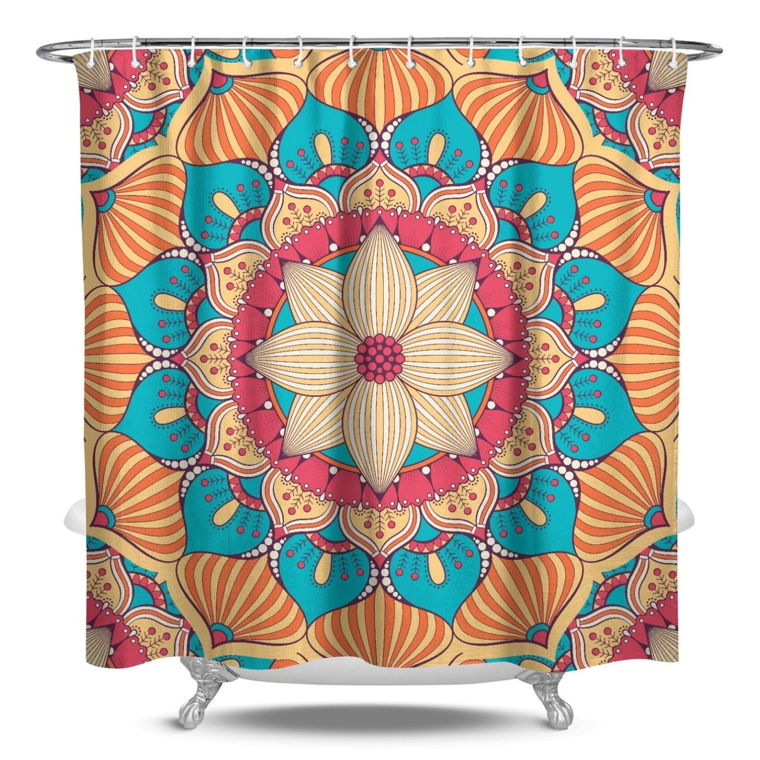 Tribal Fusion Mandala Shower Curtain, Artistic Spiritual Geometric ...