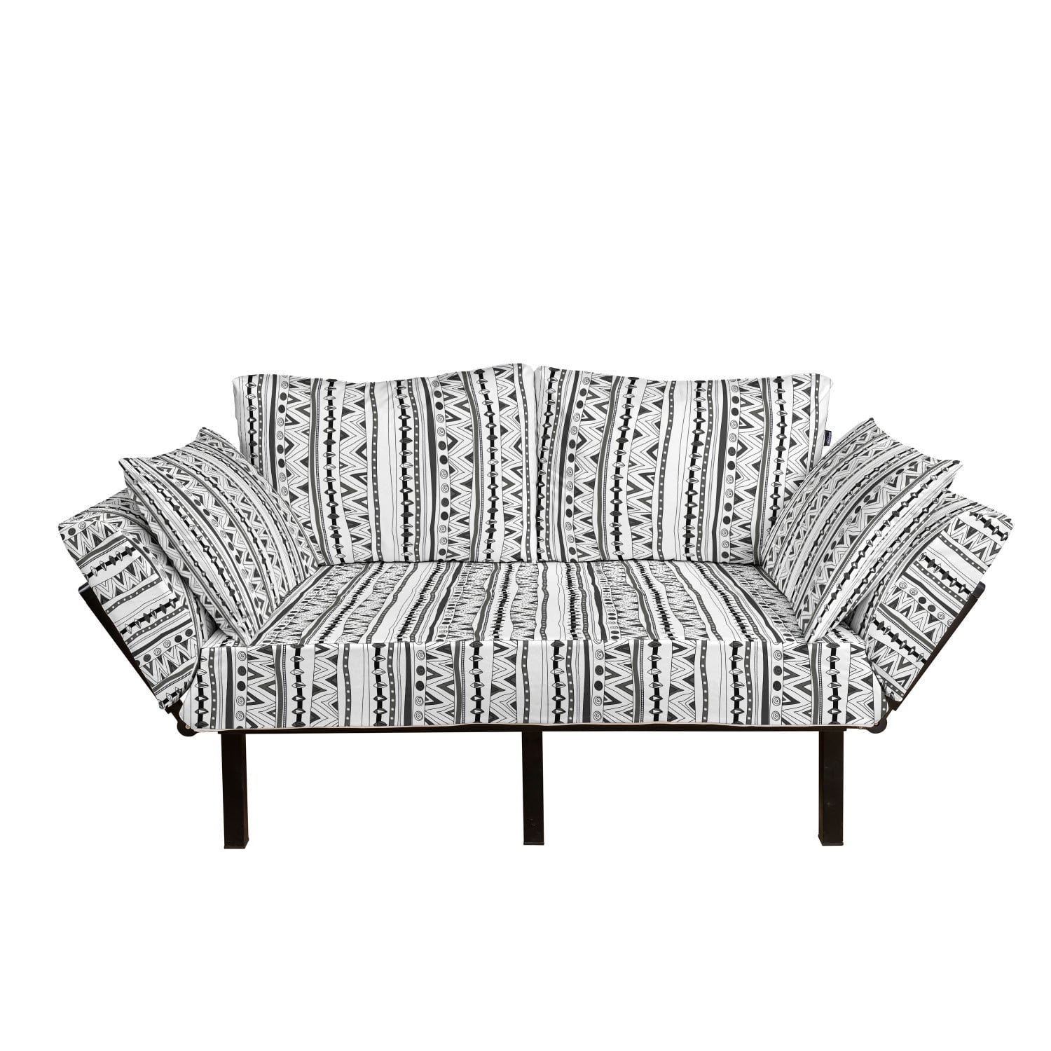 Tribal Futon Couch, Prehistoric Aztec with Circles Triangles Tribal ...