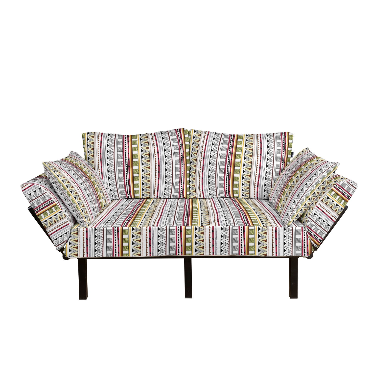 Tribal Futon Couch, Sketch Style Geometric Composition with Triangles ...