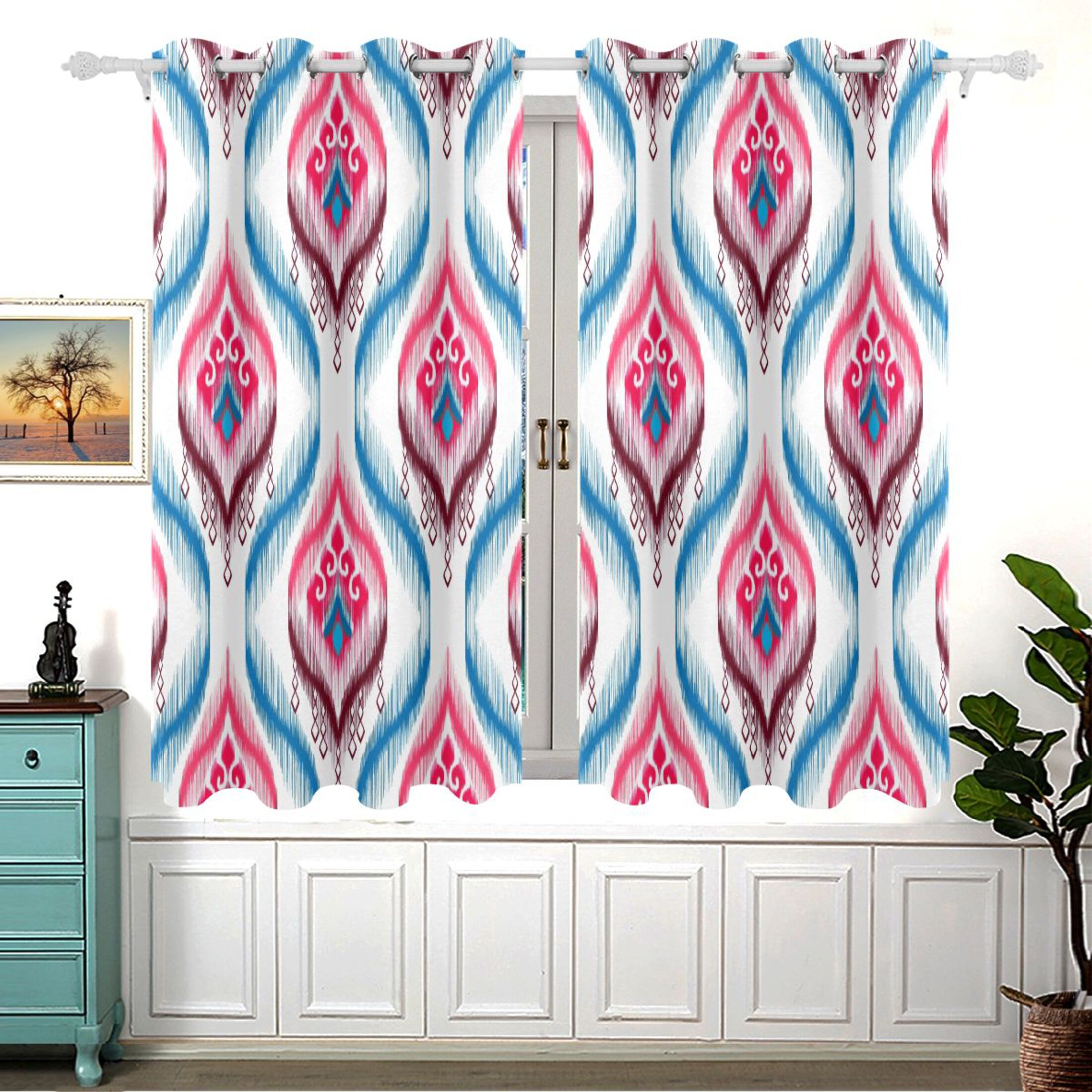Tribal Indian Bohomia Ethnic Blackout Curtains Window Grommet Insulated ...