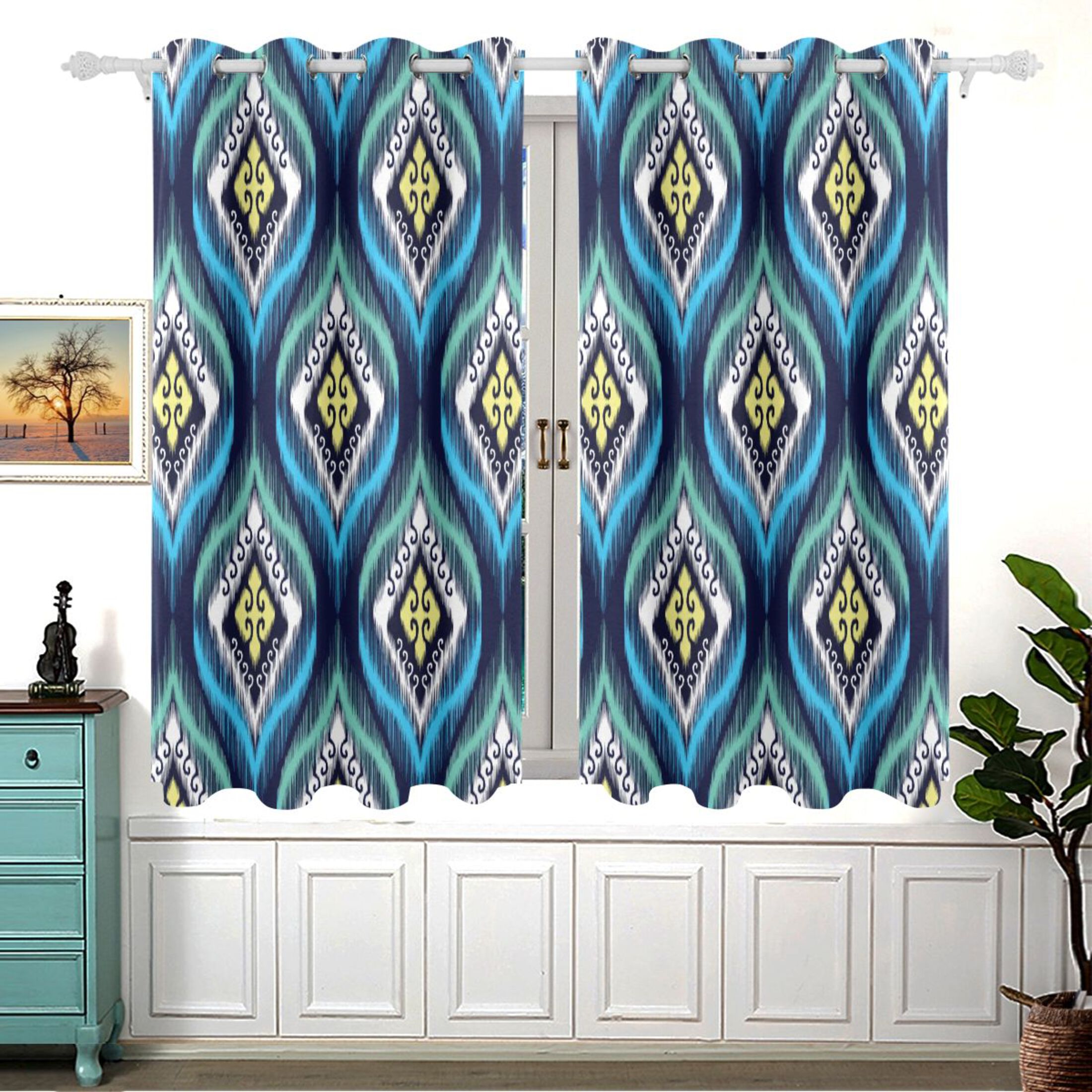 Tribal Indian Ethnic Bohomia Blackout Curtains Window Grommet Insulated ...