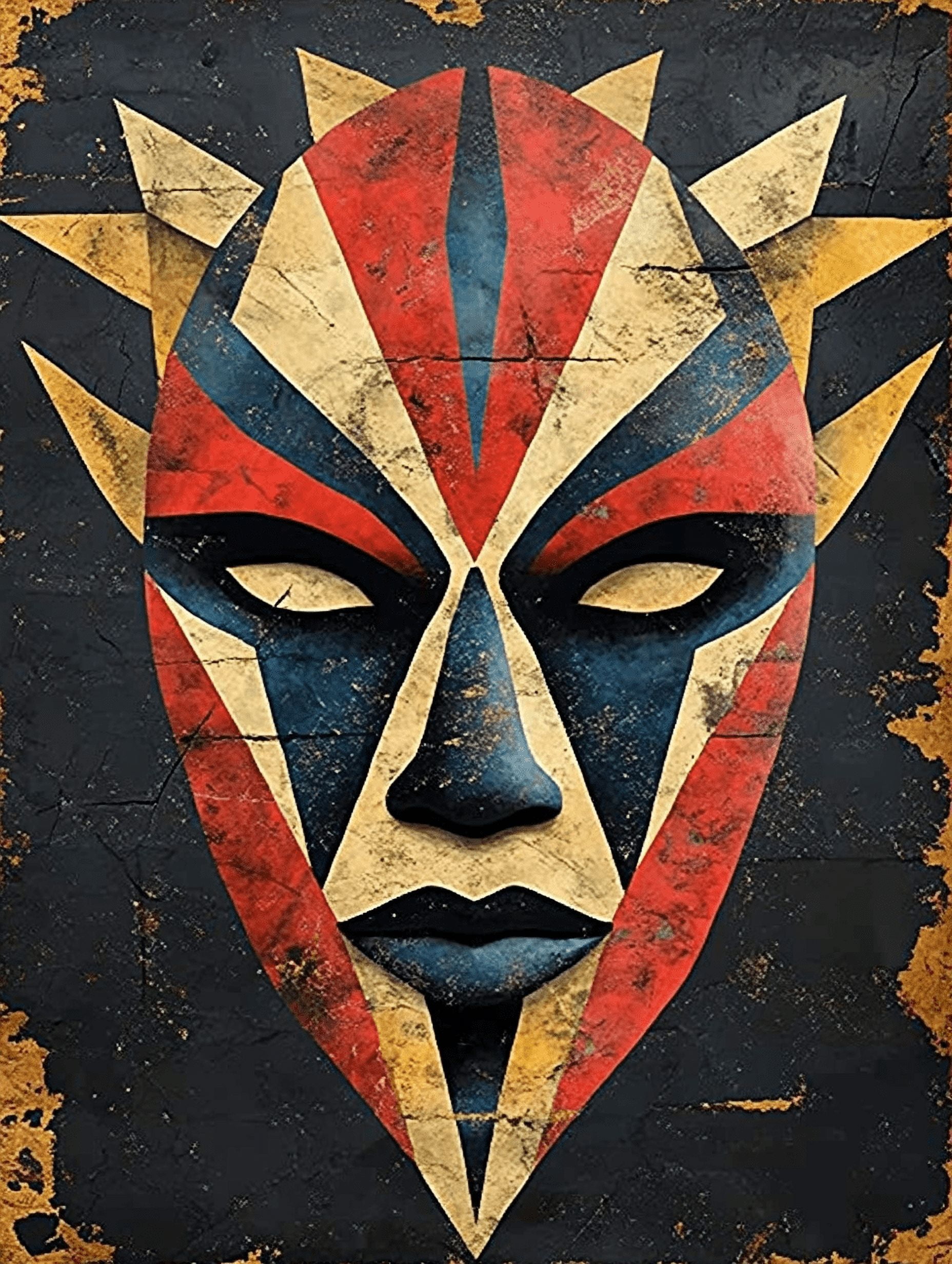Tribal Mask Canvas Wall Art， Suitable for Living Room， Bedroom， Office ...