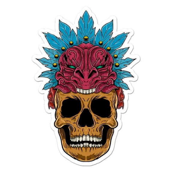 Tribal Mayan Incan Skull Sticker Indoor Outdoor Phone Decal Water ...