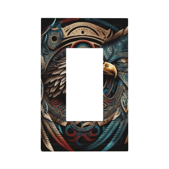 Tribal Native Eagle Symbols Black Single Gang Wall Plate 1 Gang ...
