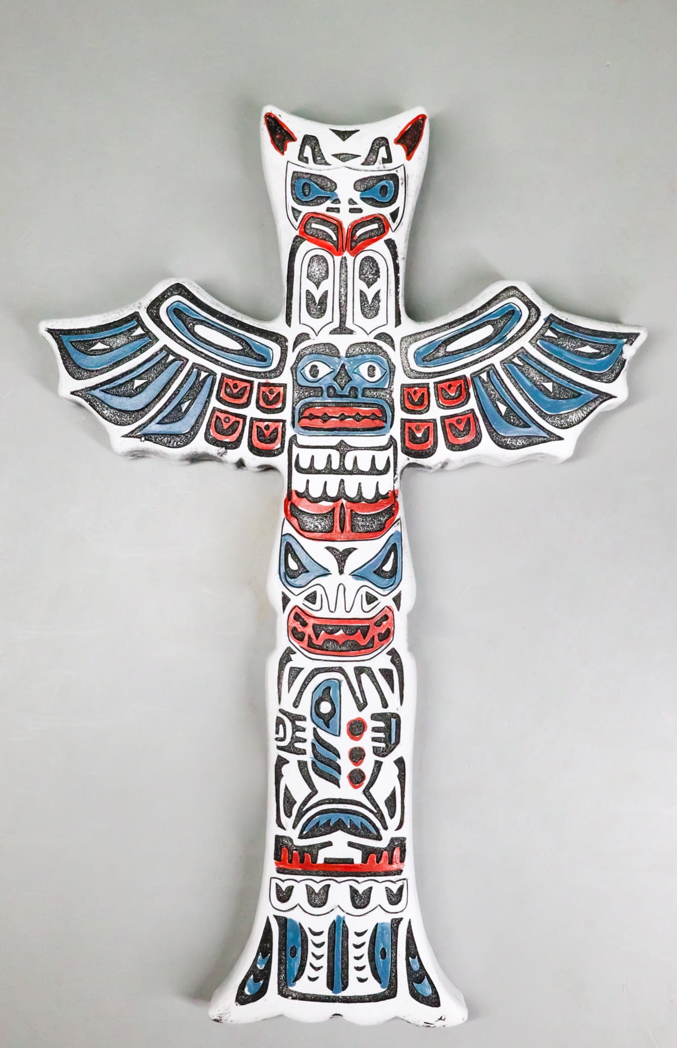 Tribal Native Indigenous Tiki Animal Totem Pole Wall Cross Decor Plaque ...