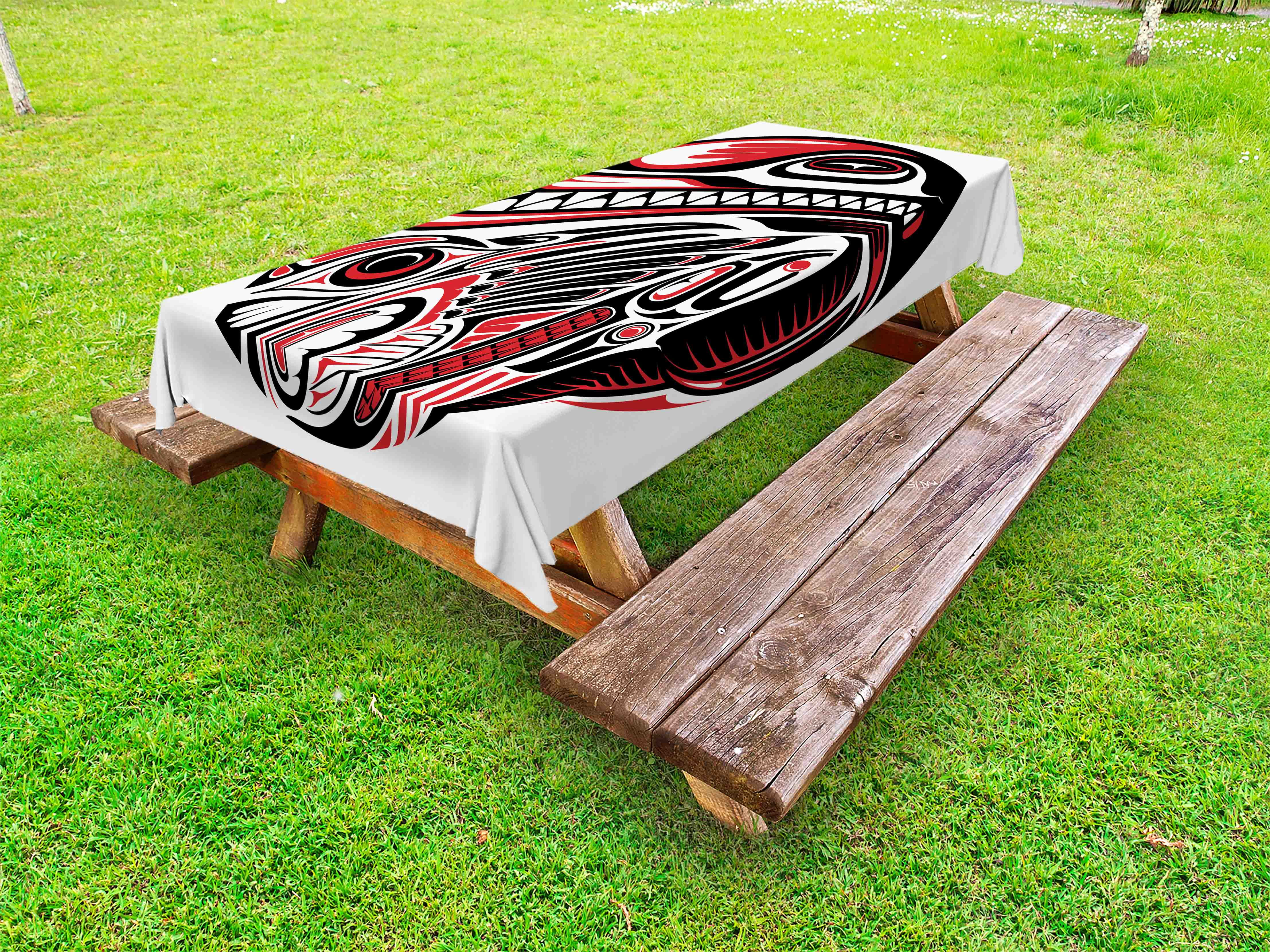 Tribal Outdoor Tablecloth, Haida Style Animal Art Wild Ethnic Eagle and ...