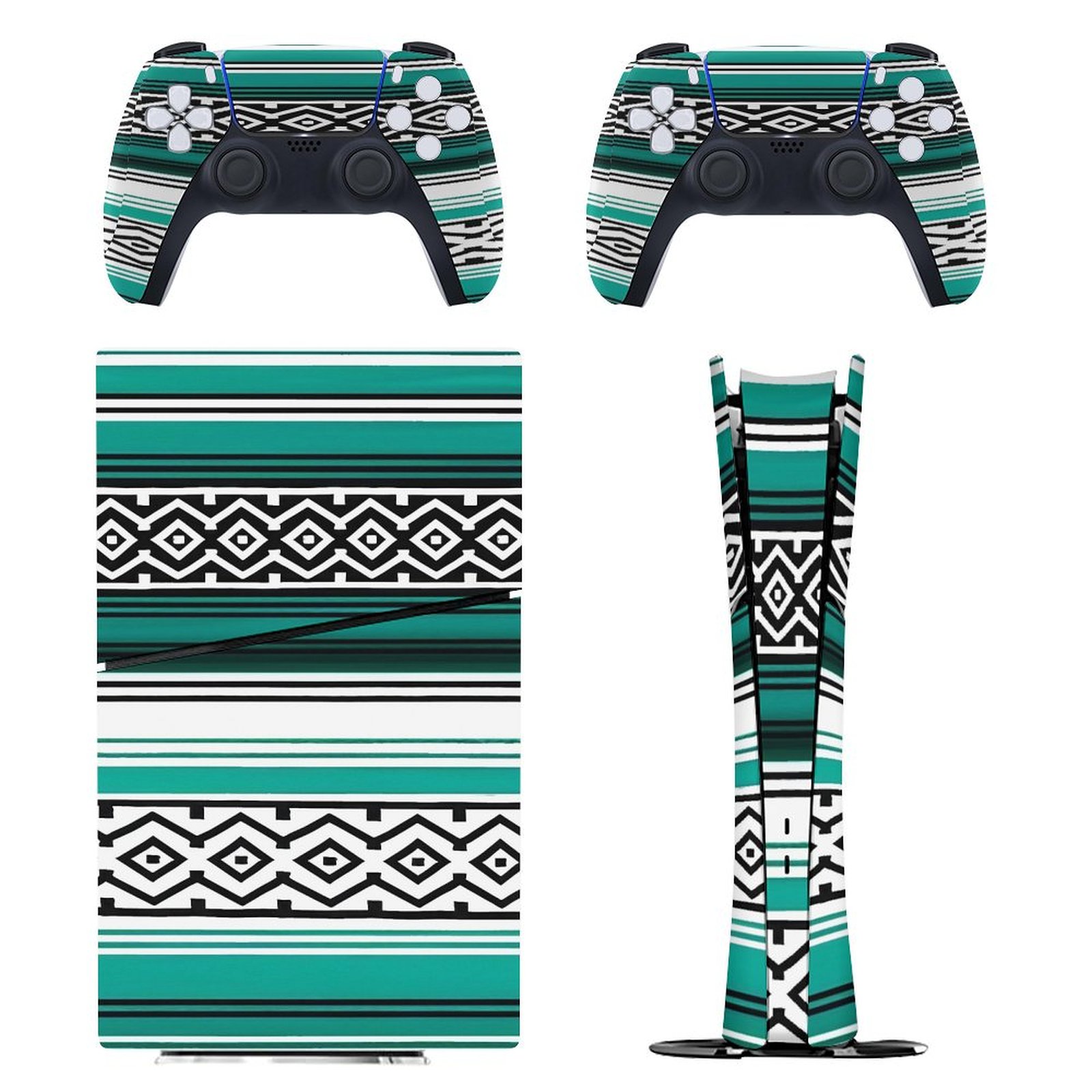Tribal Pattern Blue White PS5/PS5 Pro/PS5 Slim Digital Disc Skin ...