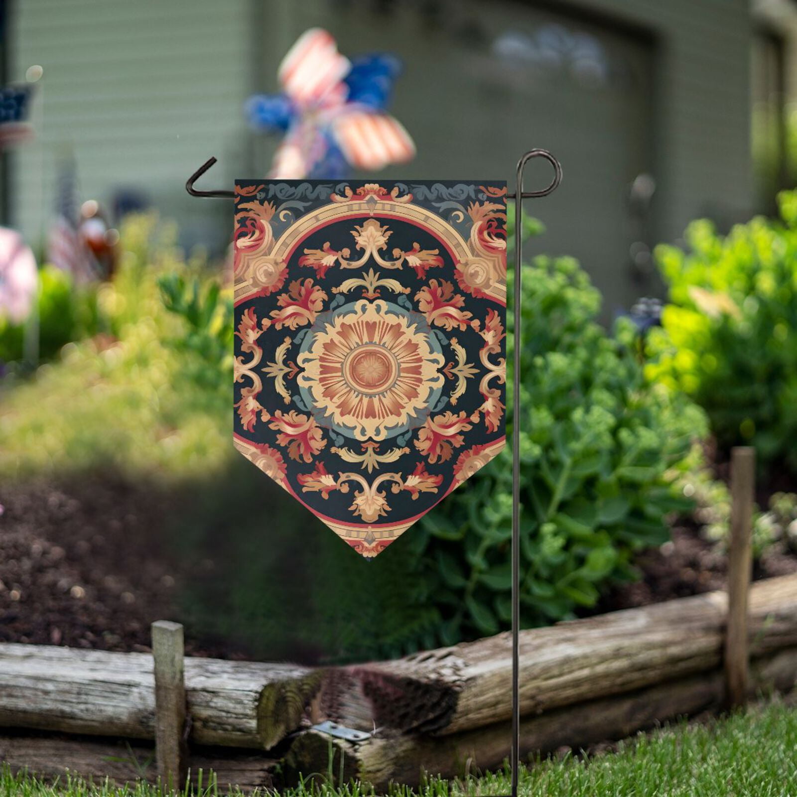 Tribal Pattern Boho Garden Flag 18" x 12.5" Double Sided Yard Lawn ...