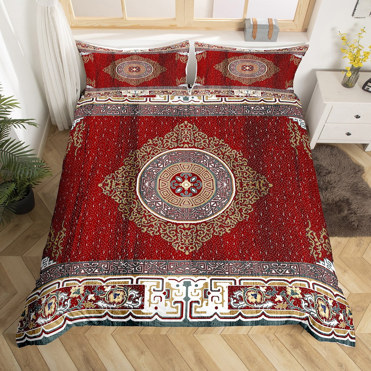 Tribal Pattern Duvet Cover Queen Exotic Geometric Lattice Bedding Set ...