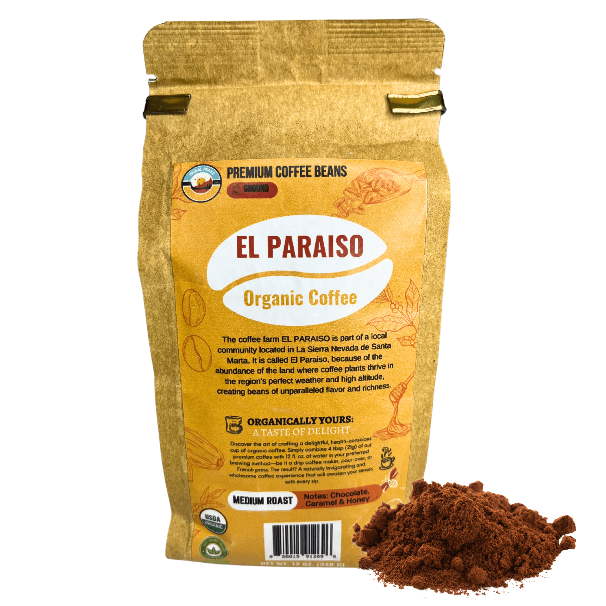 Tribal Peaks “El Paraiso” Organic Fair Trade Colombian Fresh Ground ...