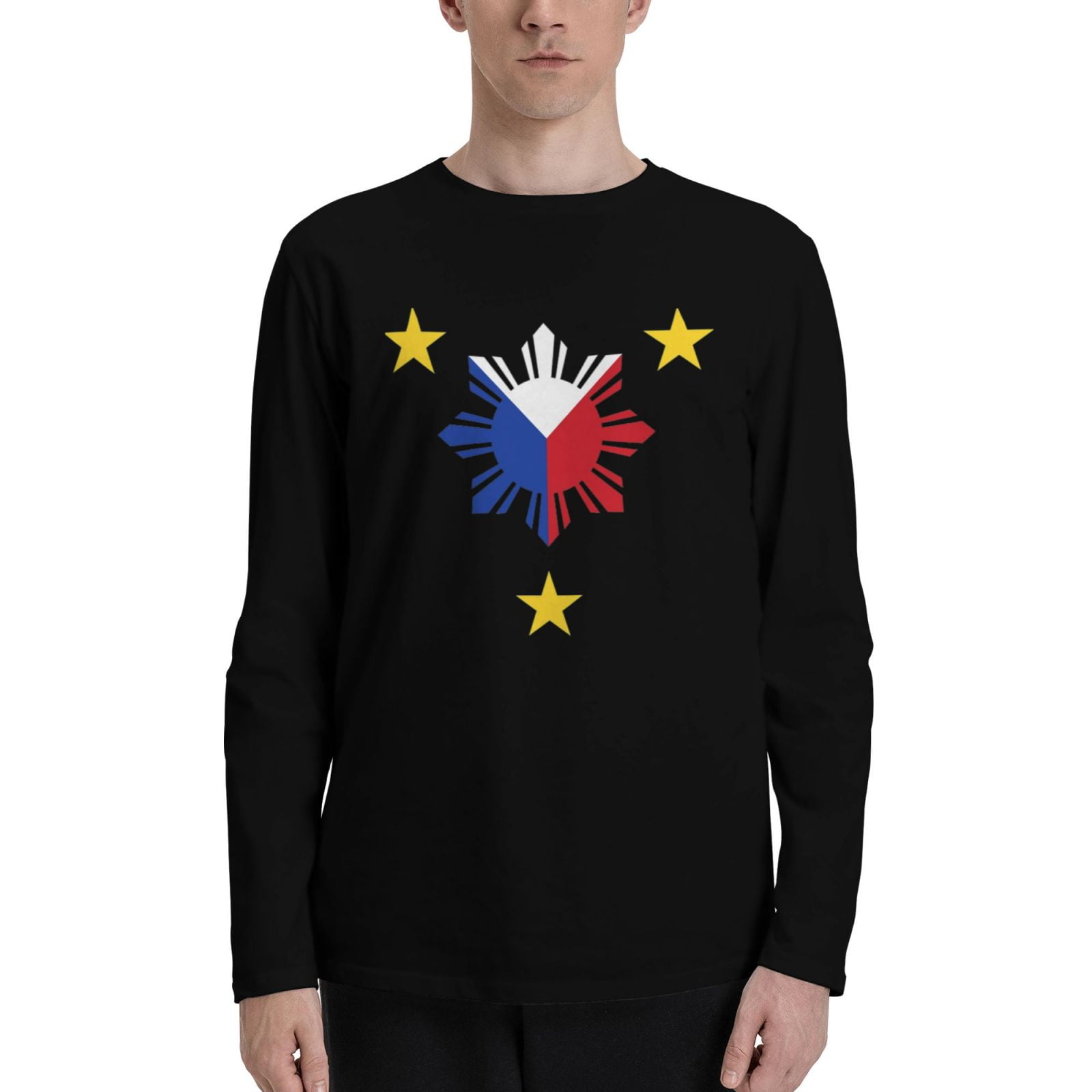 Tribal Philippines Filipino Sun and Stars Mens Long Sleeve Shirts Crew ...