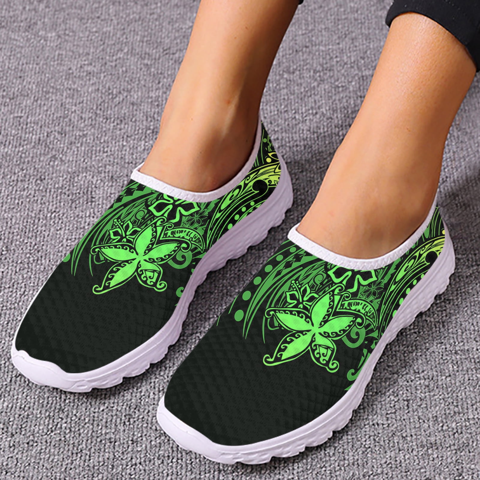 Tribal Polynesian Plumeria Flower Prints Flat Shoes for Women Light ...