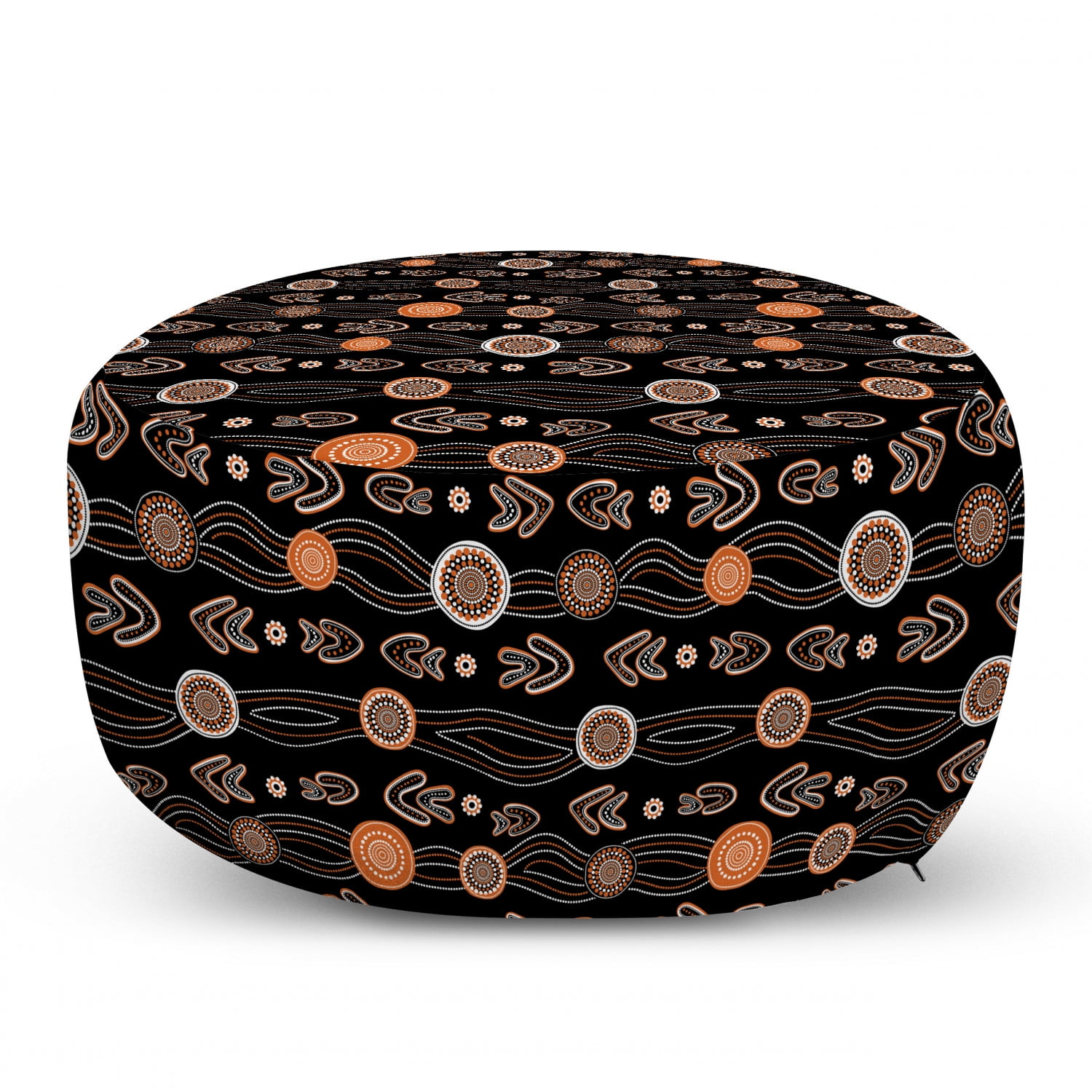 Tribal Pouf Cover with Zipper, Aboriginal Art in Funky Ethnic Tones ...
