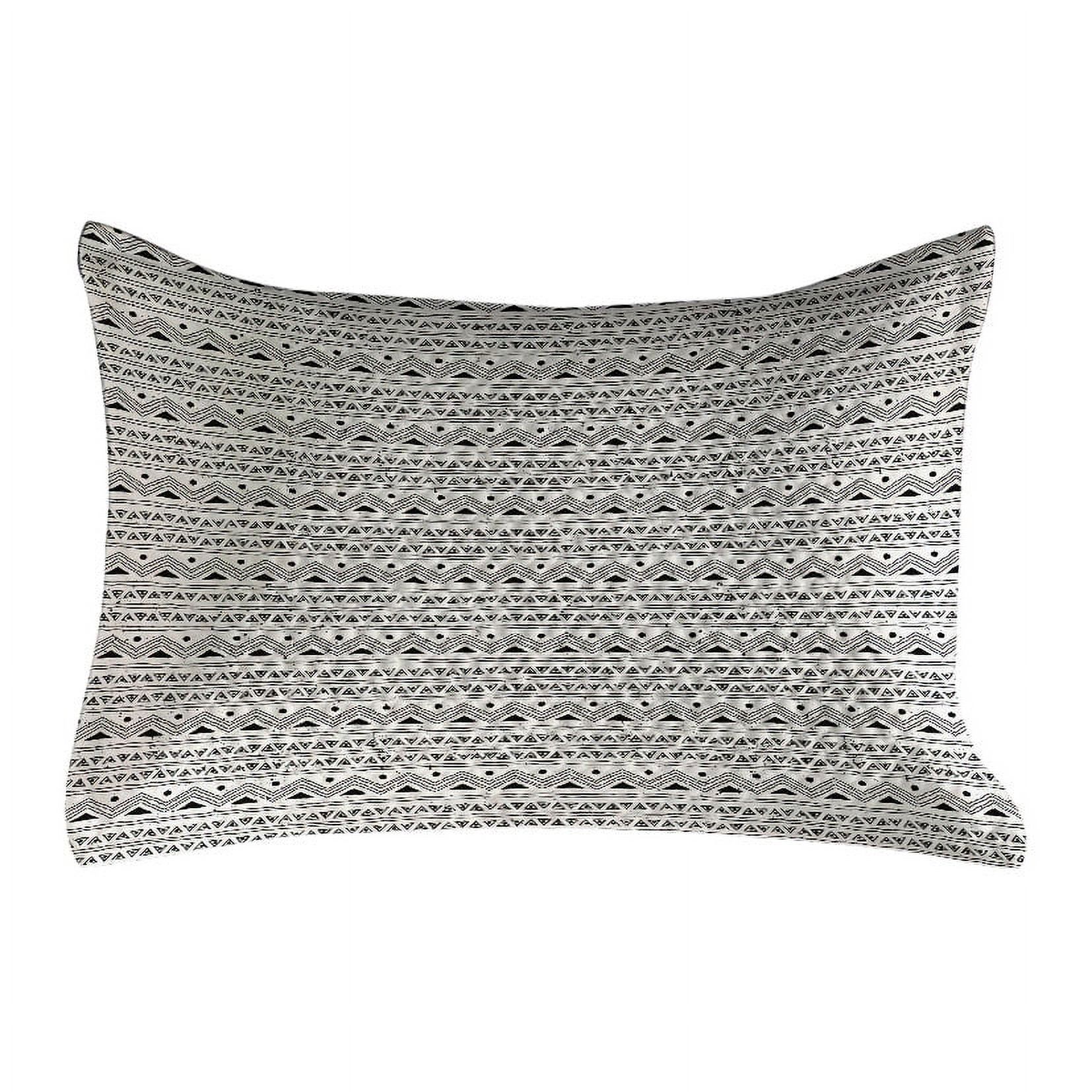 Tribal Quilted Pillowcover, Native Hand Drawn Sketchy Image with ...