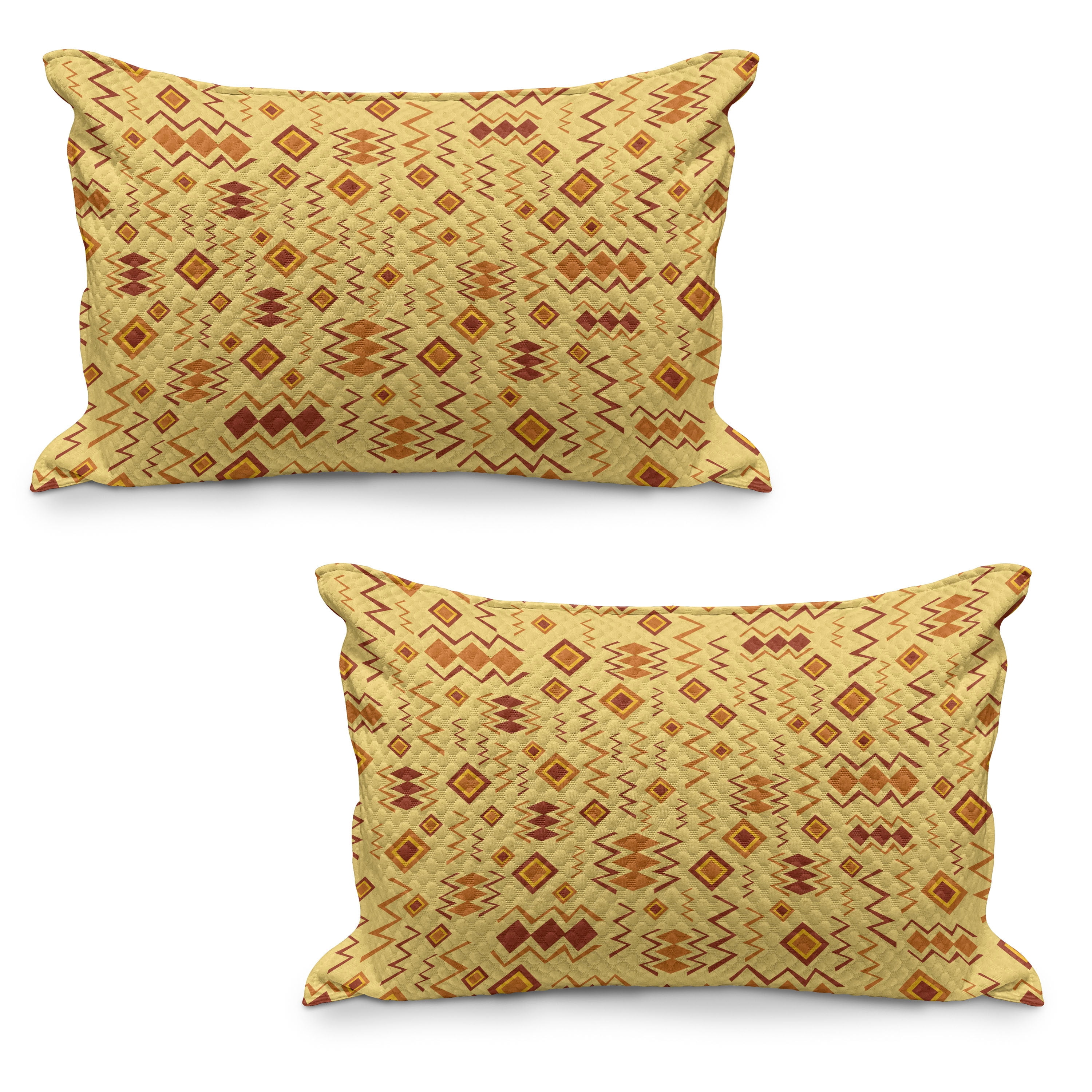 Tribal Quilted Pillowcover Set of 2, Art with Quirky Forms Abstract ...