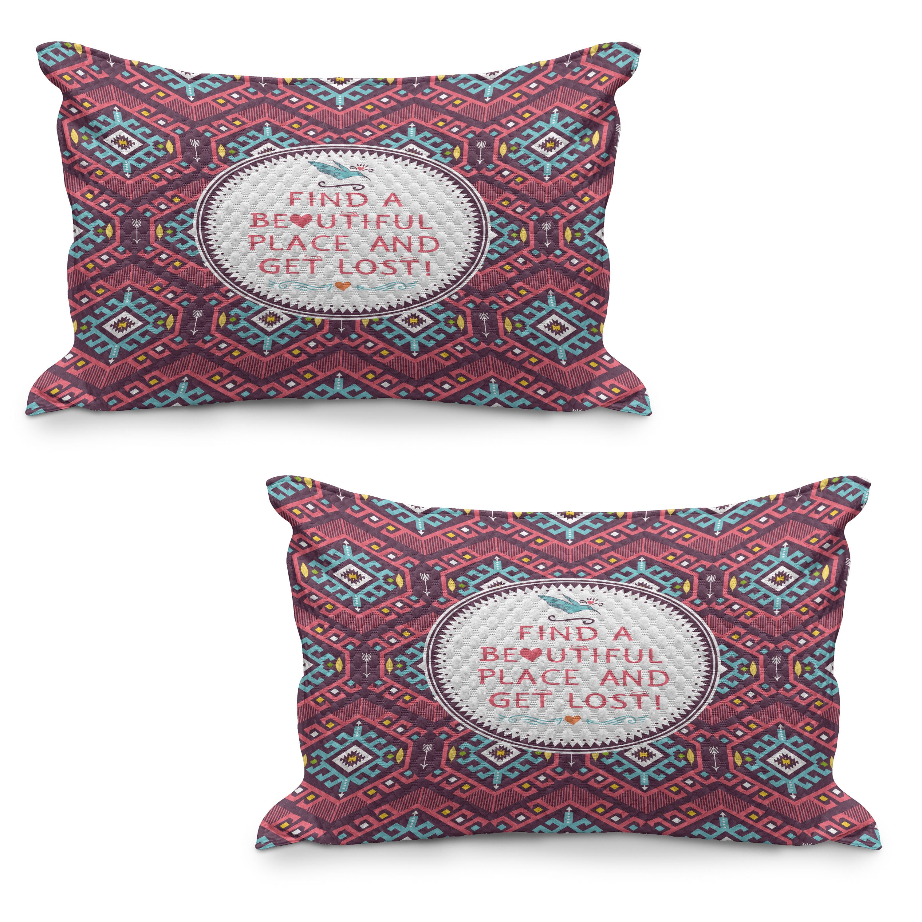 Tribal Quilted Pillowcover Set of 2, Hipster Tribal Pattern Geometric ...