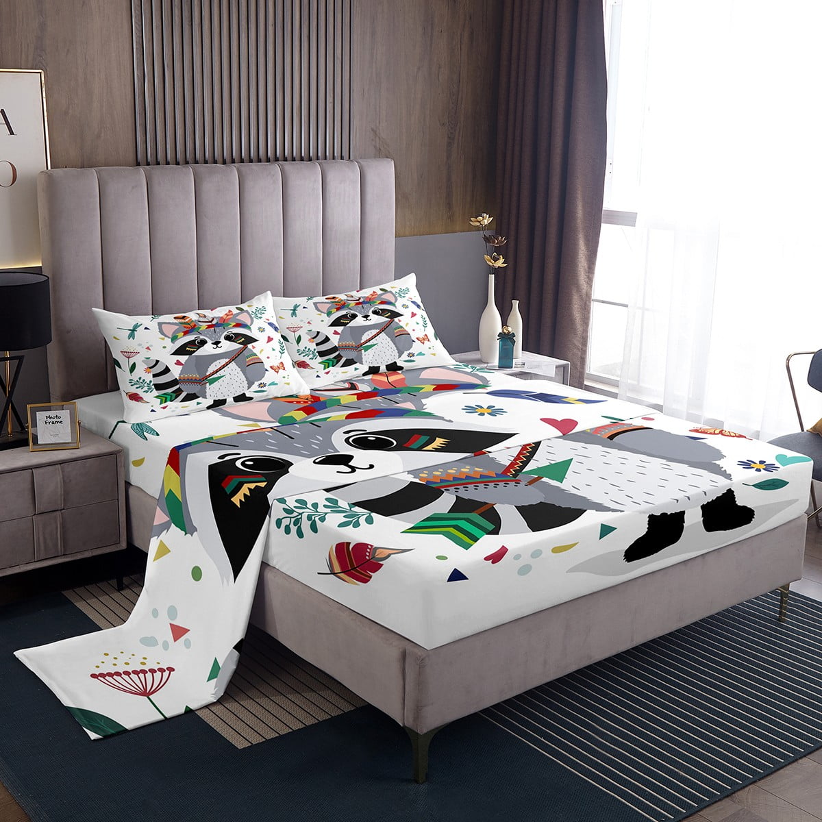 Tribal Raccoon Full Sheet Set for Boys Kids Child,Cartoon Animal Flat ...