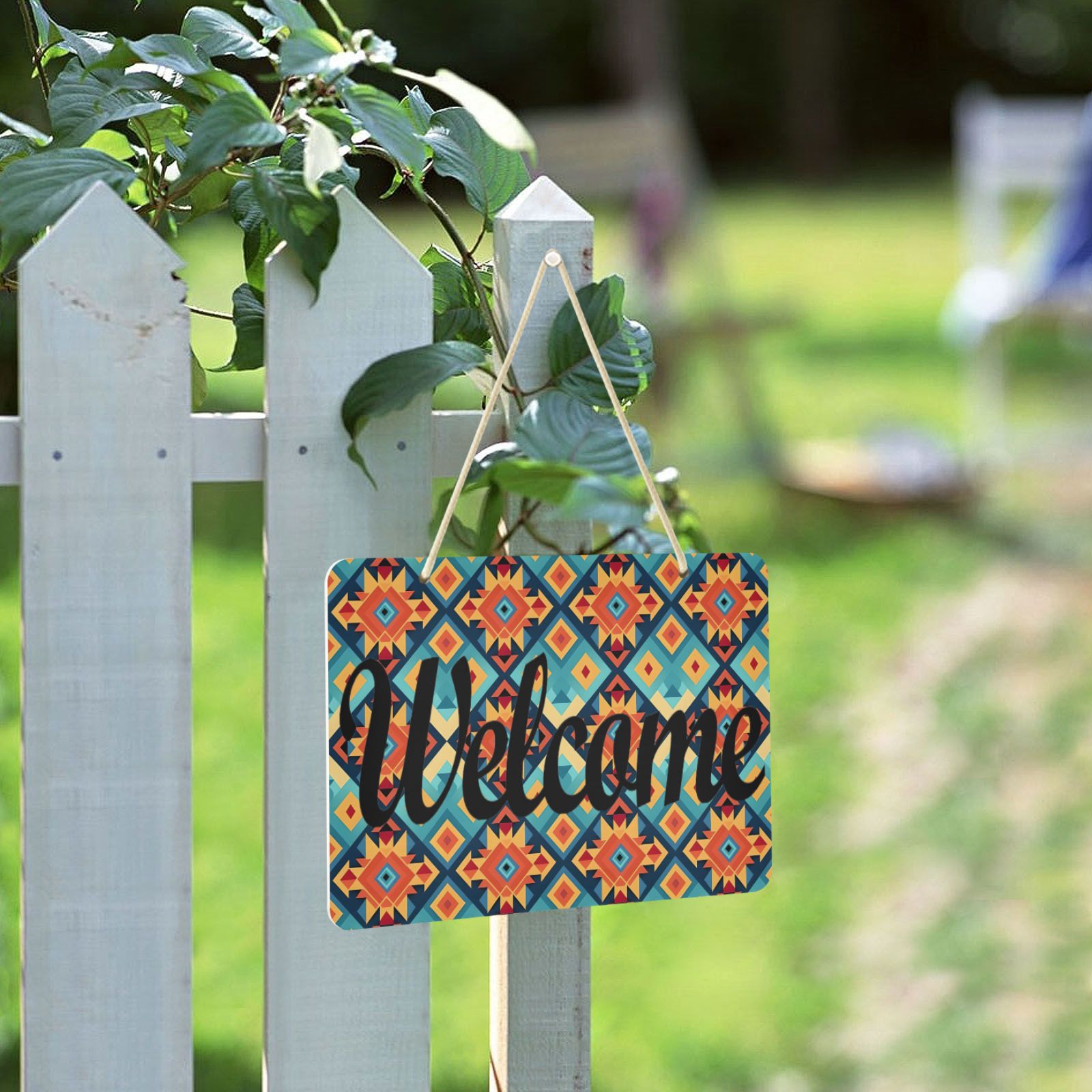Tribal Rustic Pattern Retro Welcome Sign for Front Door Porch Wreath ...
