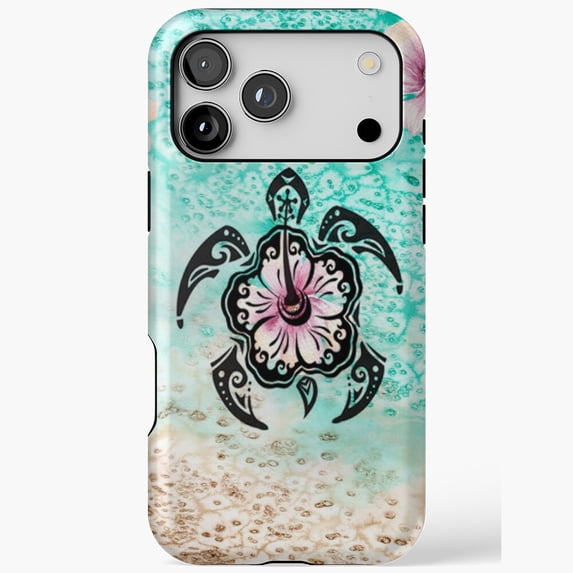 Tribal Sea Turtle Hibiscus Flower Tropical Beach for iPhone Case 11 ...