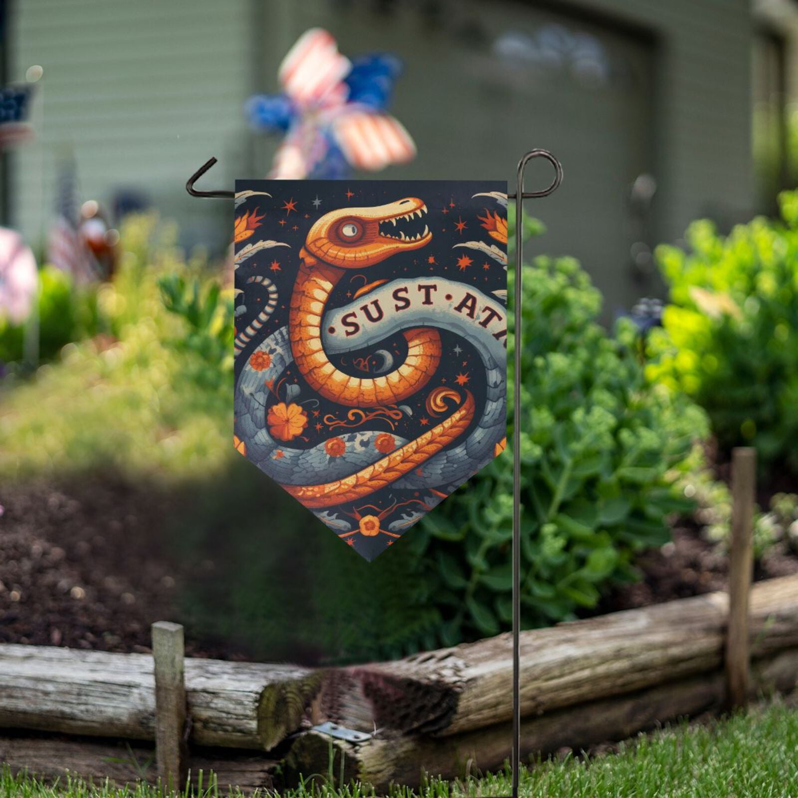 Tribal Snake Leaves Garden Flag 18" x 12.5" Double Sided Yard Lawn ...