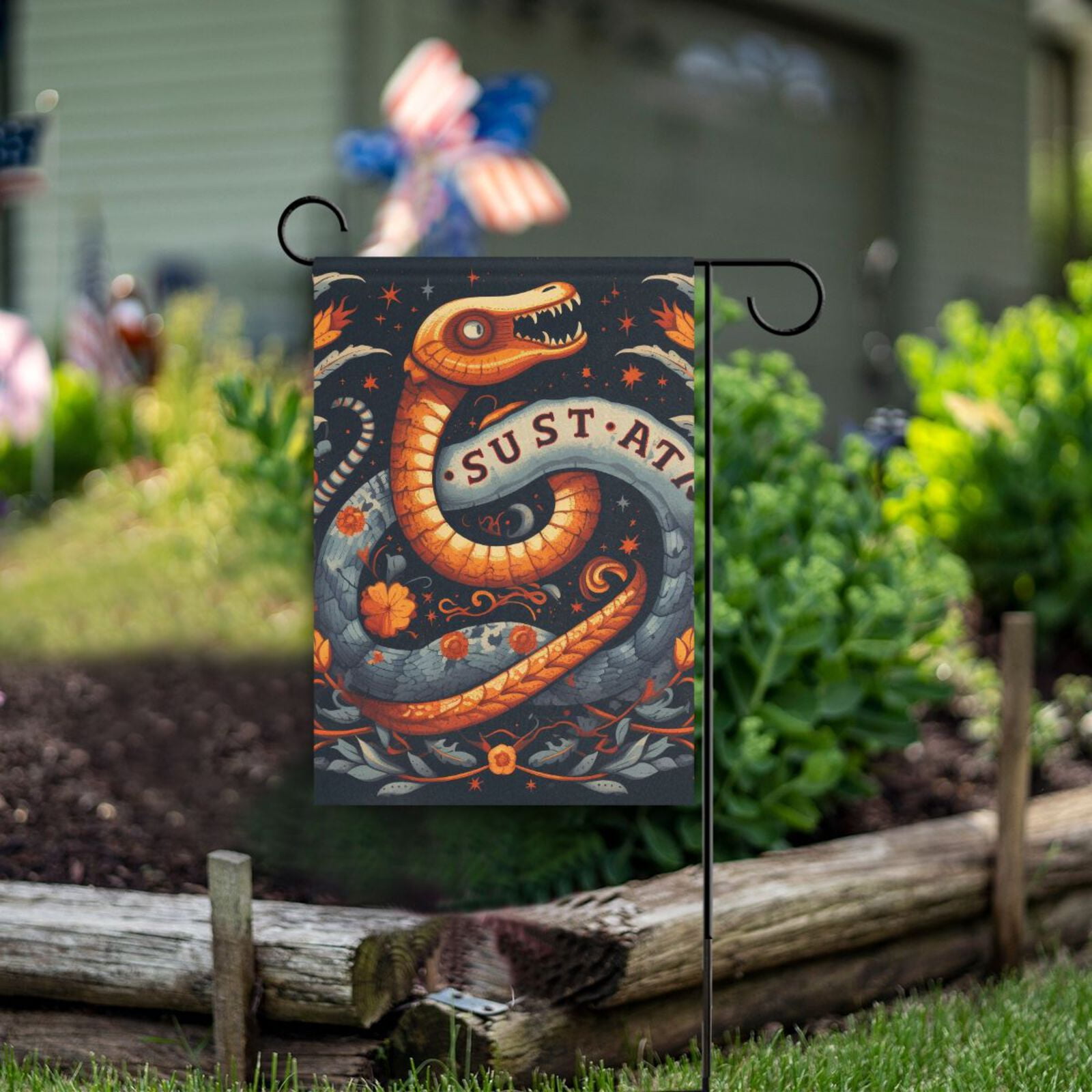 Tribal Snake Leaves Garden Flag Double Sided Outdoor Banners for ...