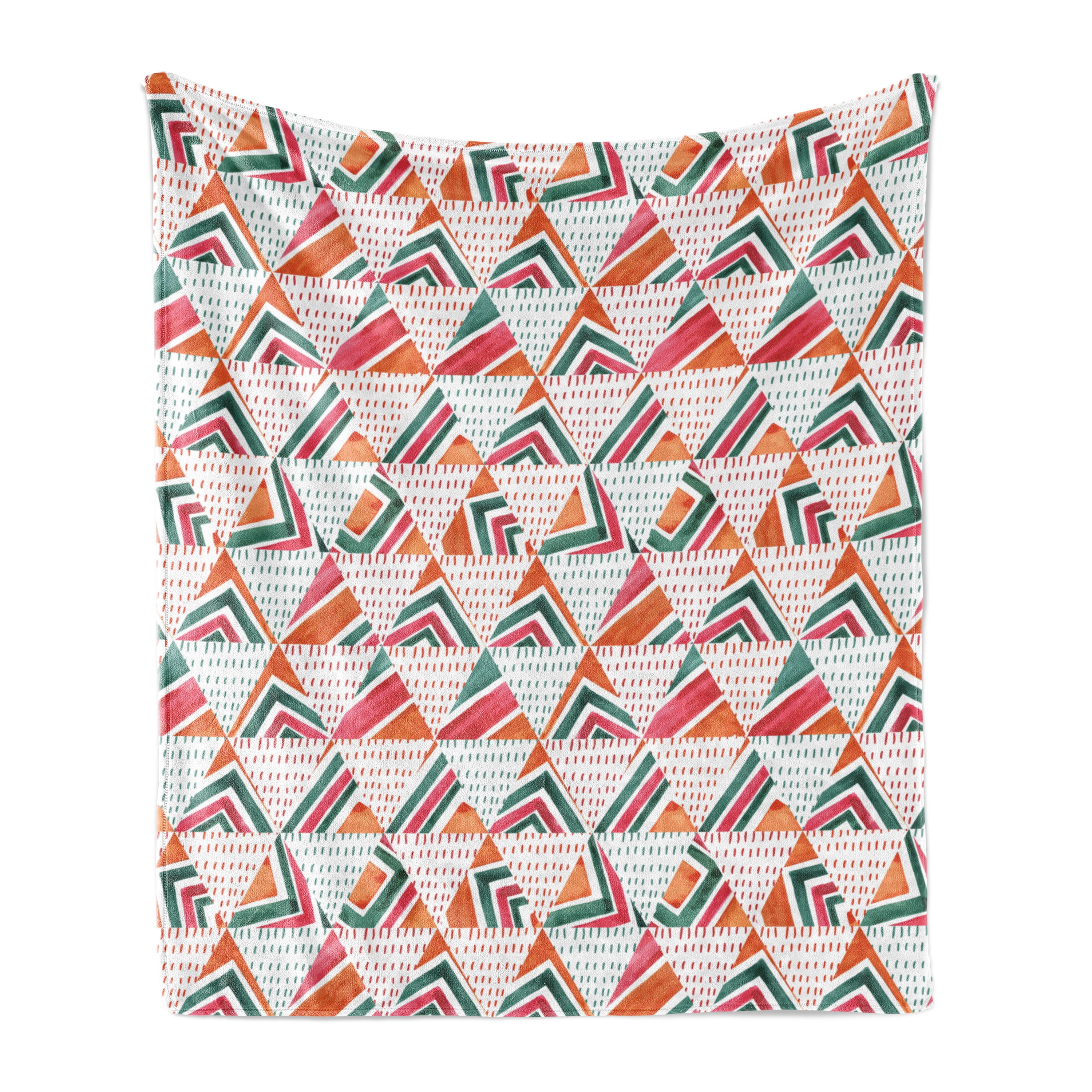 Tribal Soft Flannel Fleece Throw Blanket, Vibrant Triangle Watercolor ...