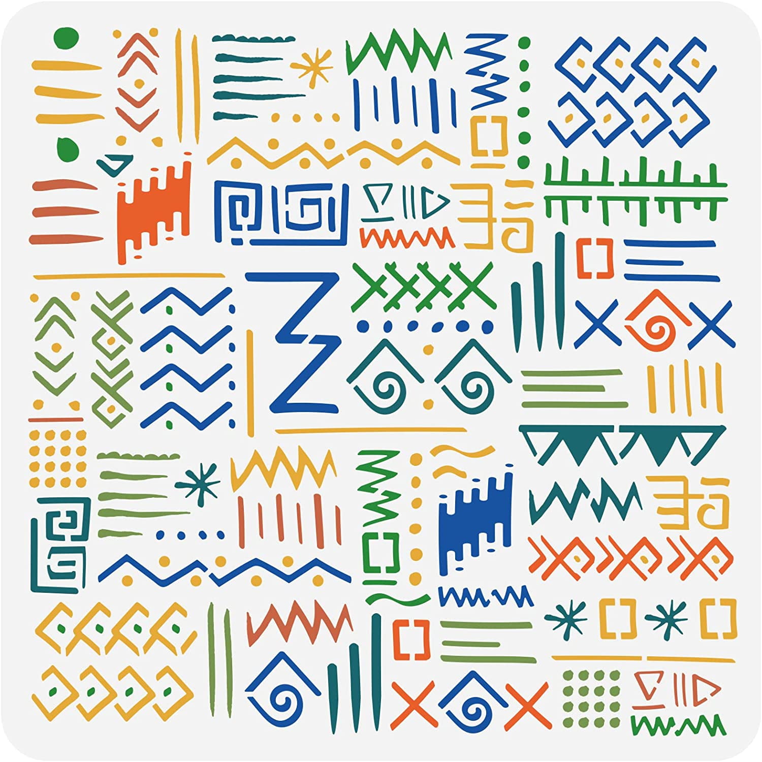 Tribal Stencils for Painting 11.8x11.8inch Reusable Tribal Totem Script ...