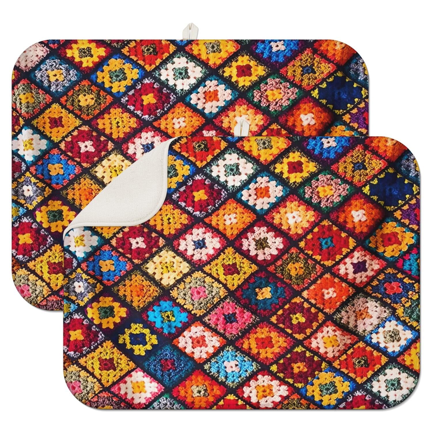 Tribal Style Coffee Mat Boho Ethnic Microfiber Dish Drying Pad Vintage Artistic Kitchen Rack Pad ...