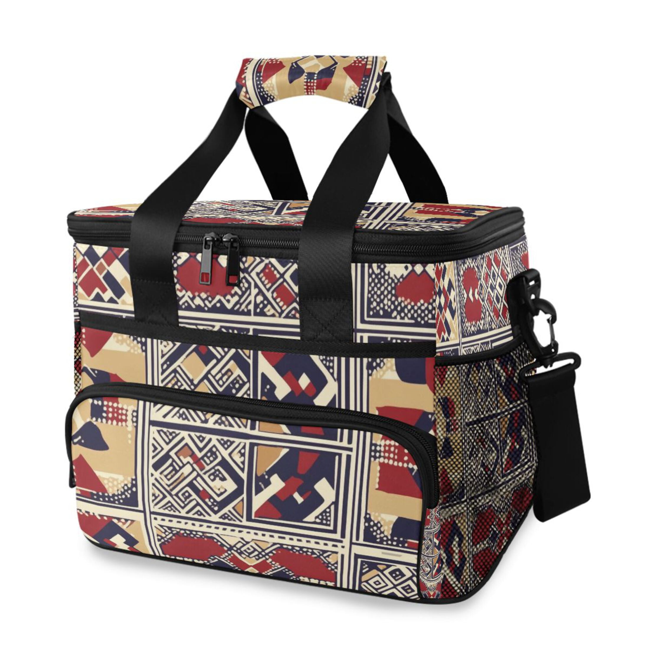 Tribal Style Patterns Insulated Lunch Bag 15L Cooler Box for Women Men ...