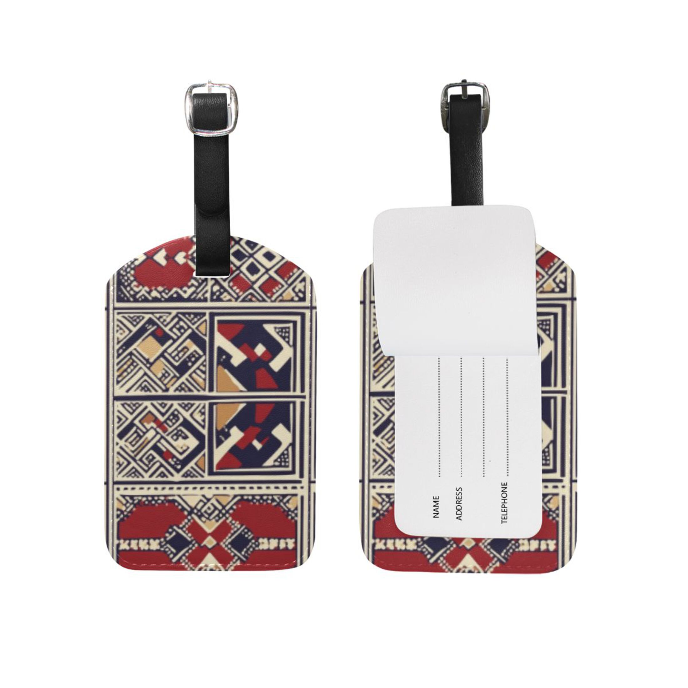 Tribal Style Patterns Luggage Tags PU Leather Name ID Labels for ...