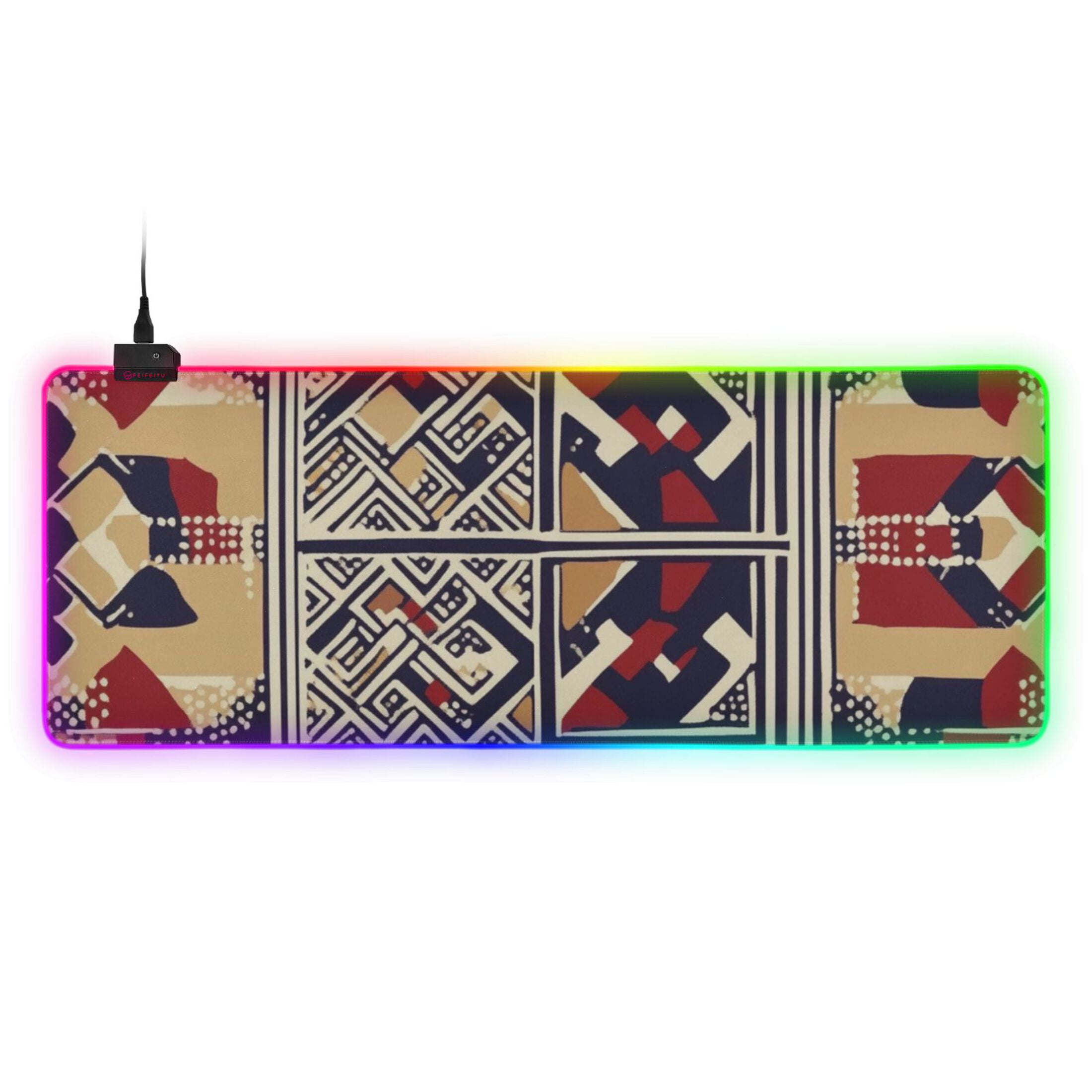Tribal Style Patterns RGB Gaming Mouse Pad Large Keyboard Mat Rubber ...