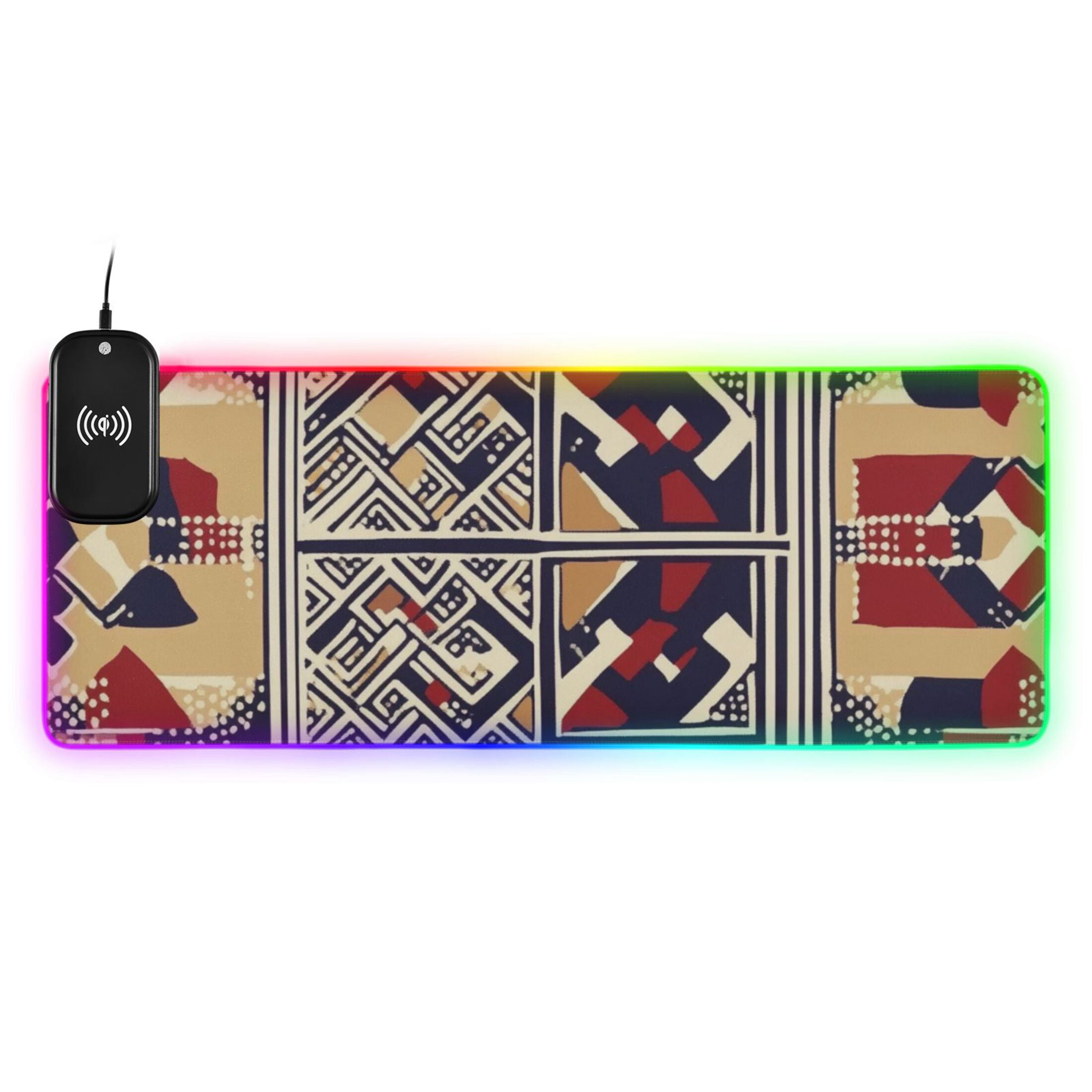 Tribal Style Patterns Wireless Charging RGB Gaming Mouse Pad Large ...