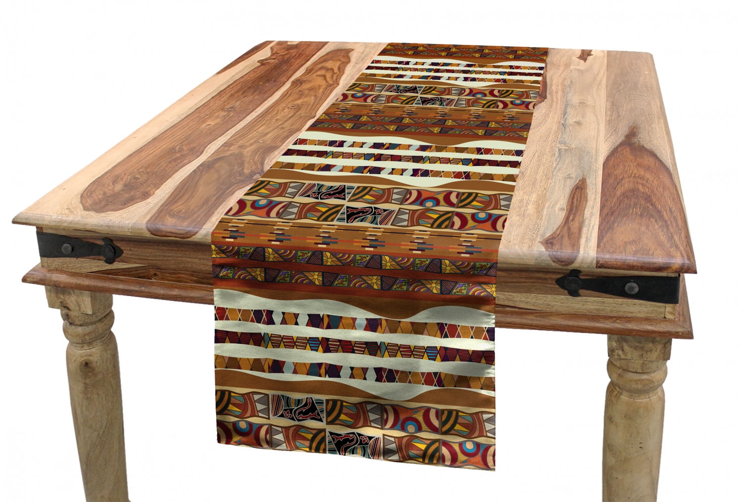 Tribal Table Runner, Traditional Folk Cultural Featured Trippy Boho ...