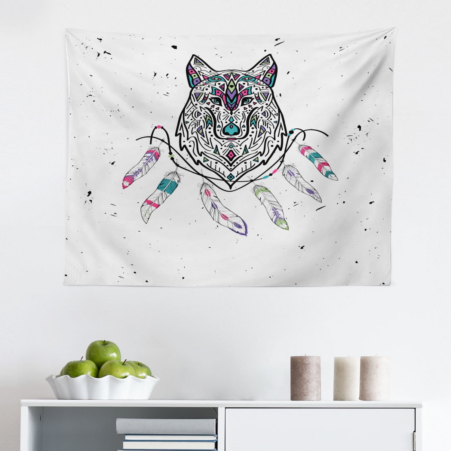 Tribal Tapestry, Creative Peacock Pattern with Flowers Abstract Native ...