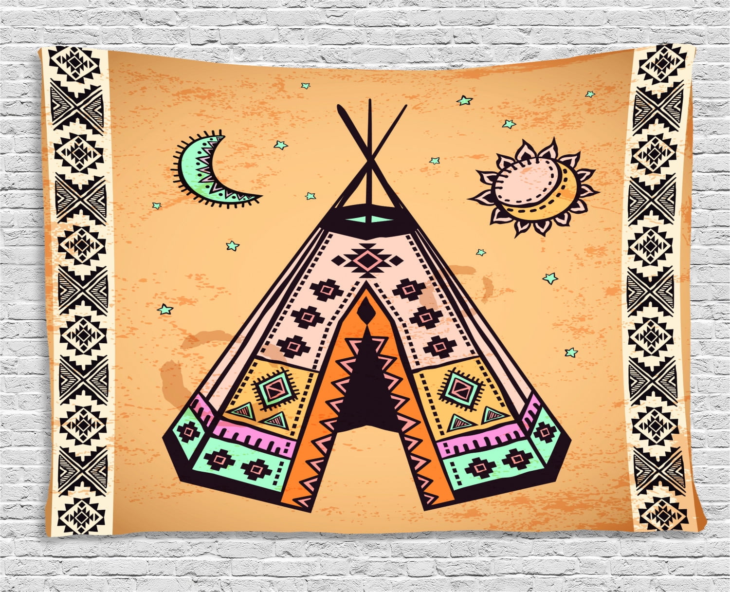 Tribal Tapestry, Indian Tent with Pagan Symbols Cultural Unique ...