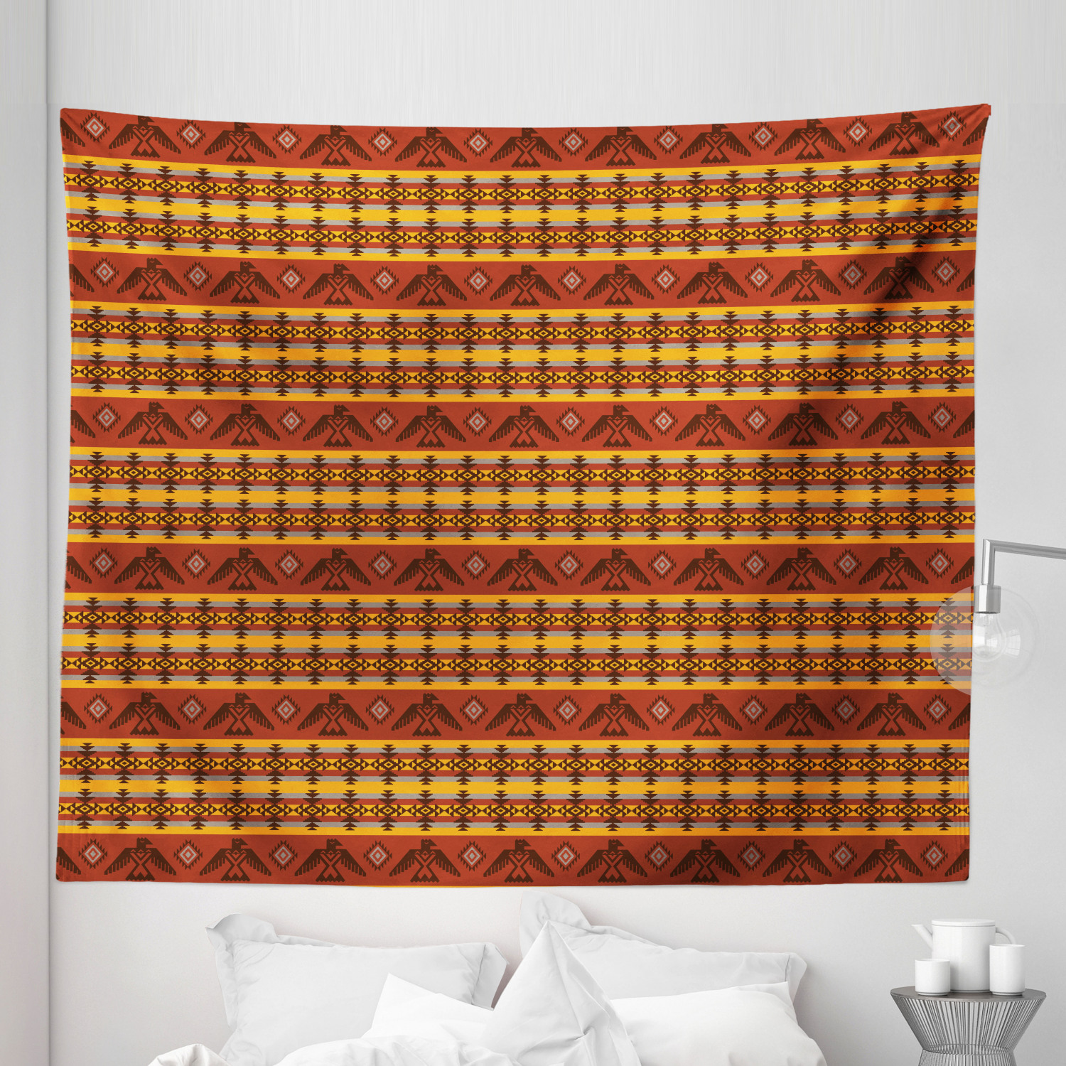 Tribal Tapestry, Indigenous Tribal Style Eagles Traditional Elements ...